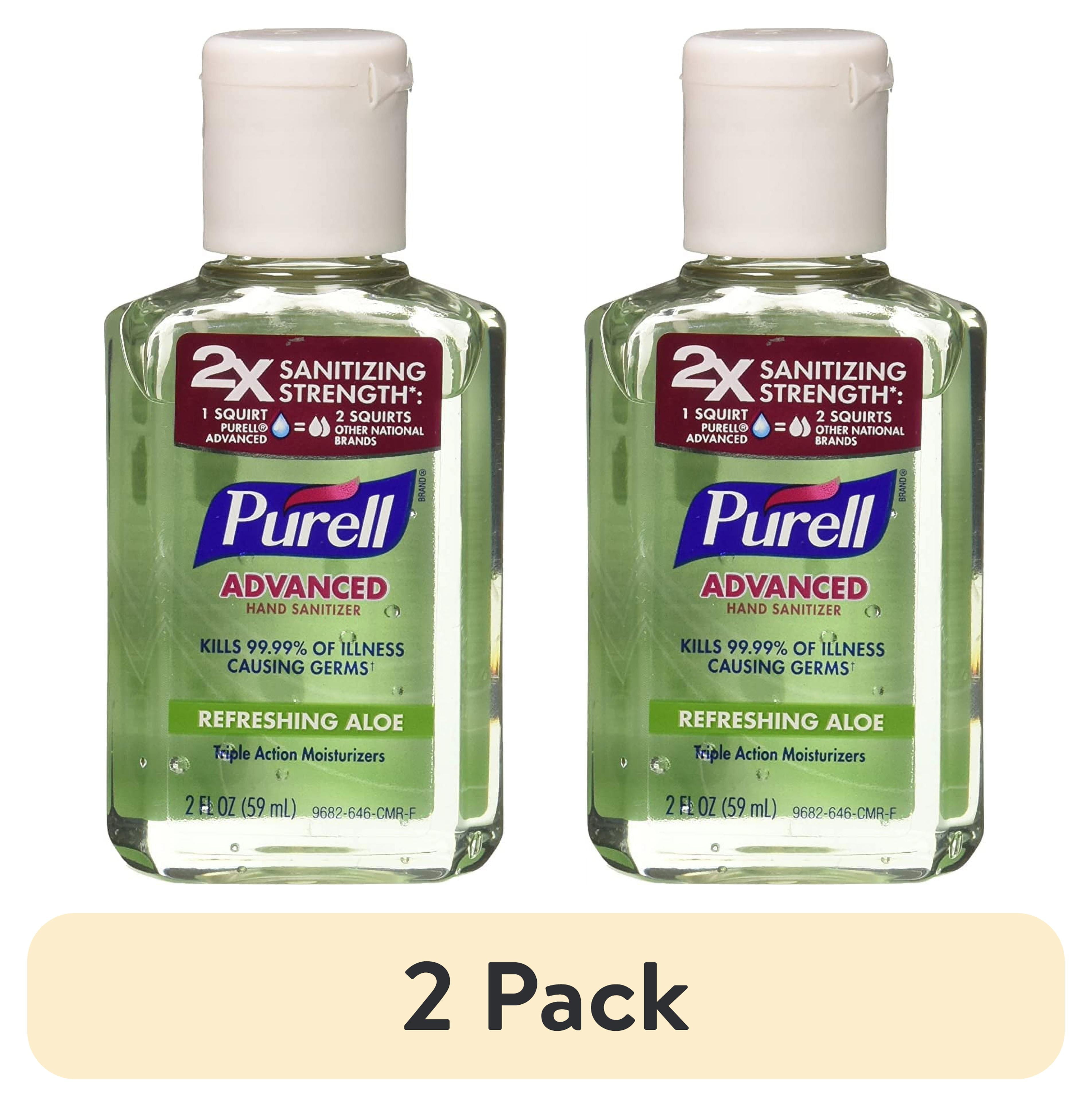 (2 pack) Purell Advanced Hand Sanitizer Gel, Refreshing Aloe, 2 fl oz ...