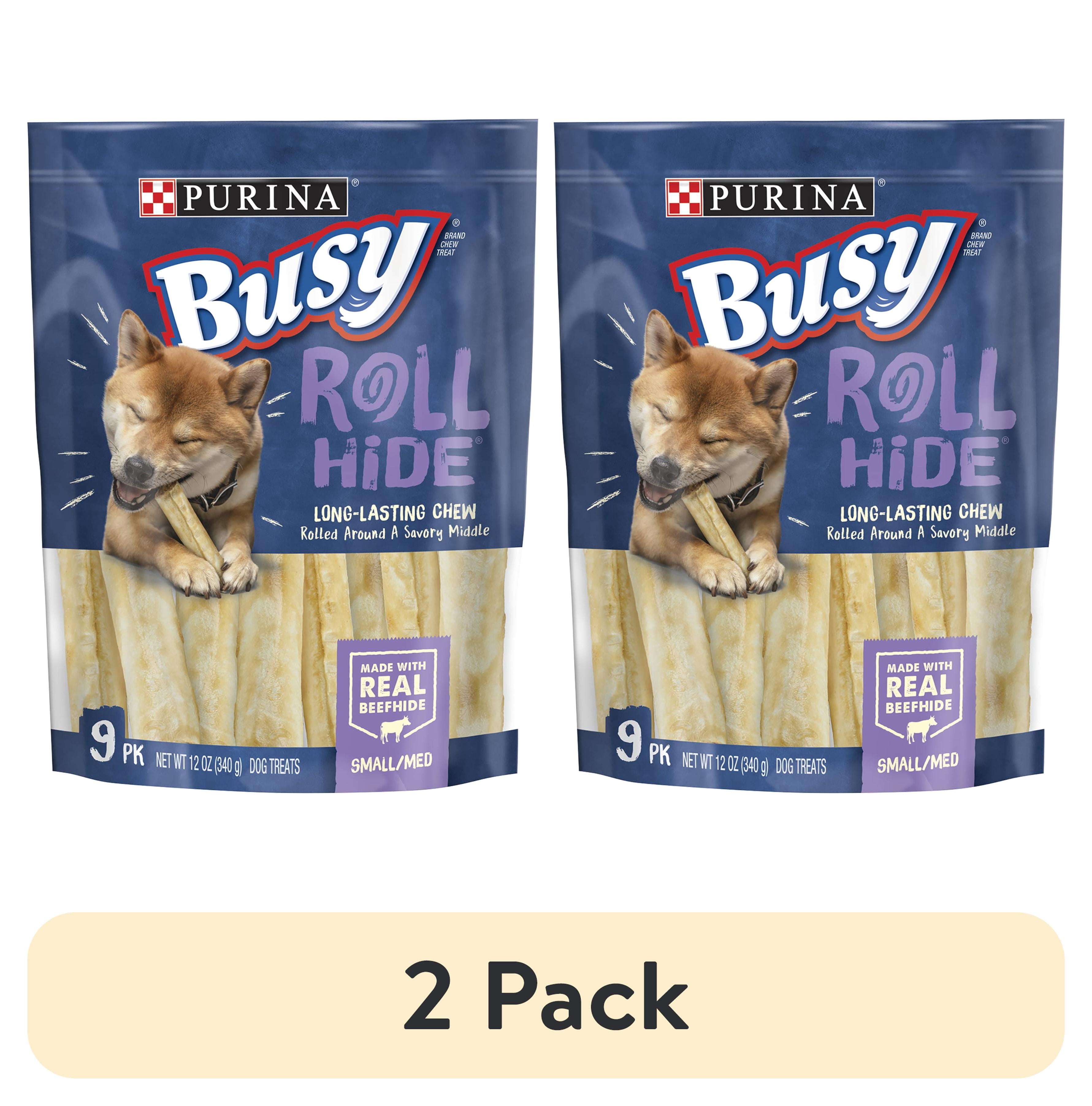 (2 pack) Purina Busy Bone Small & Medium Dog Treats Rollhide with Real ...