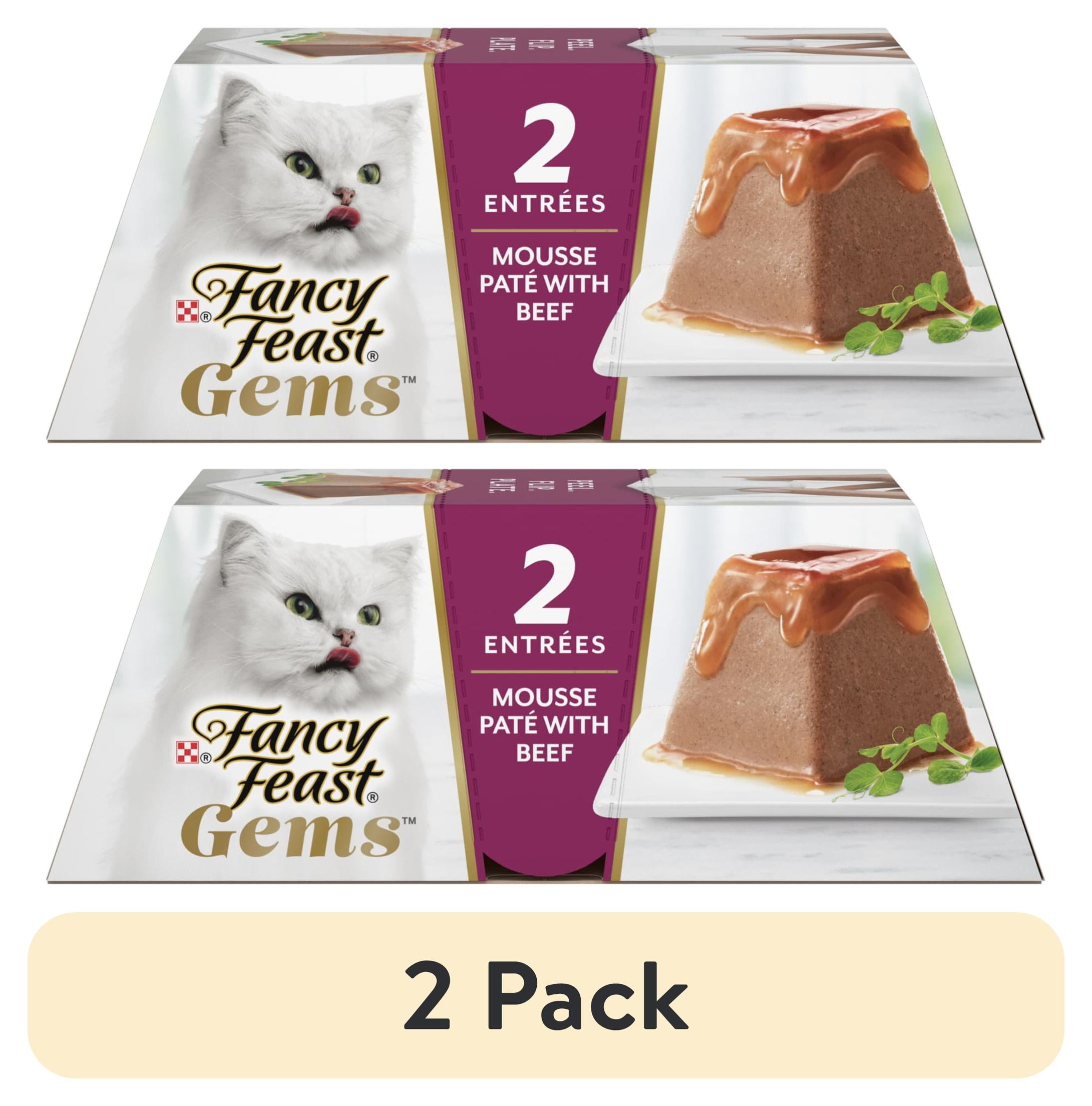 (2 pack) Purina Fancy Feast Gems Wet Cat Food Mousse Pate with Beef and ...