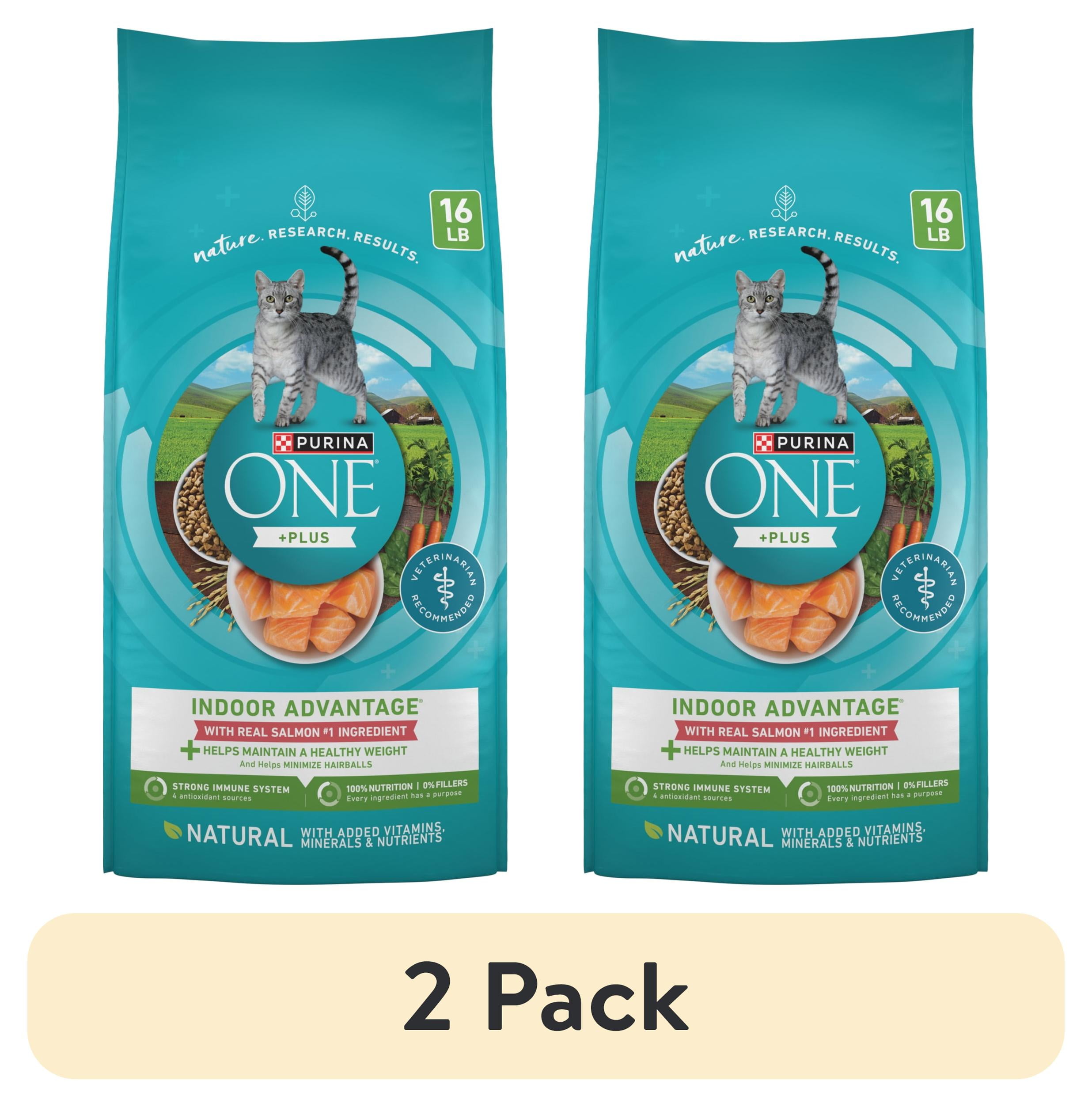 (2 pack) Purina ONE Plus, Indoor Advantage, Dry Cat Food, Salmon, 16 lb ...