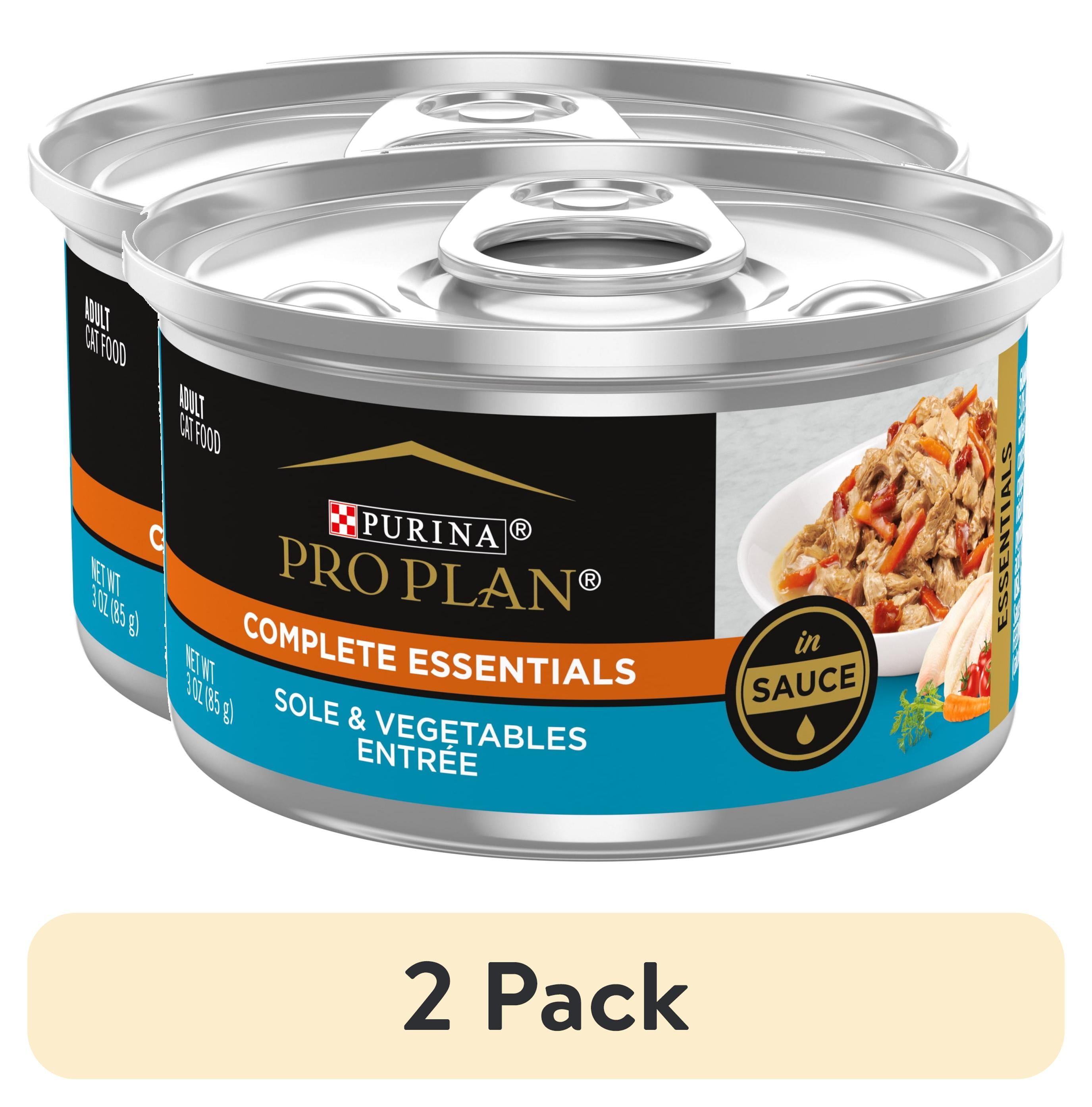 (2 pack) Purina Pro Plan Complete Essentials, Sole Vegetables, Wet Cat Food3 oz Cans, 24 Pack ...