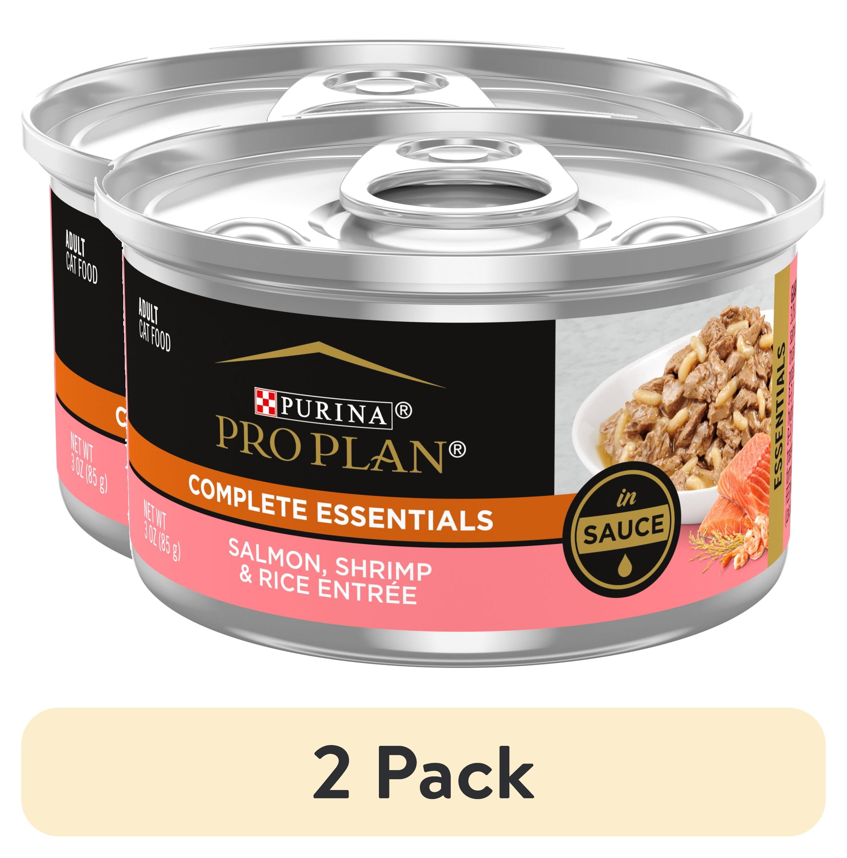 (2 pack) Purina Pro Plan Essentials, Salmon, Shrimp & Rice, Wet Cat Food Pate, 3 oz Cans, 24 ...
