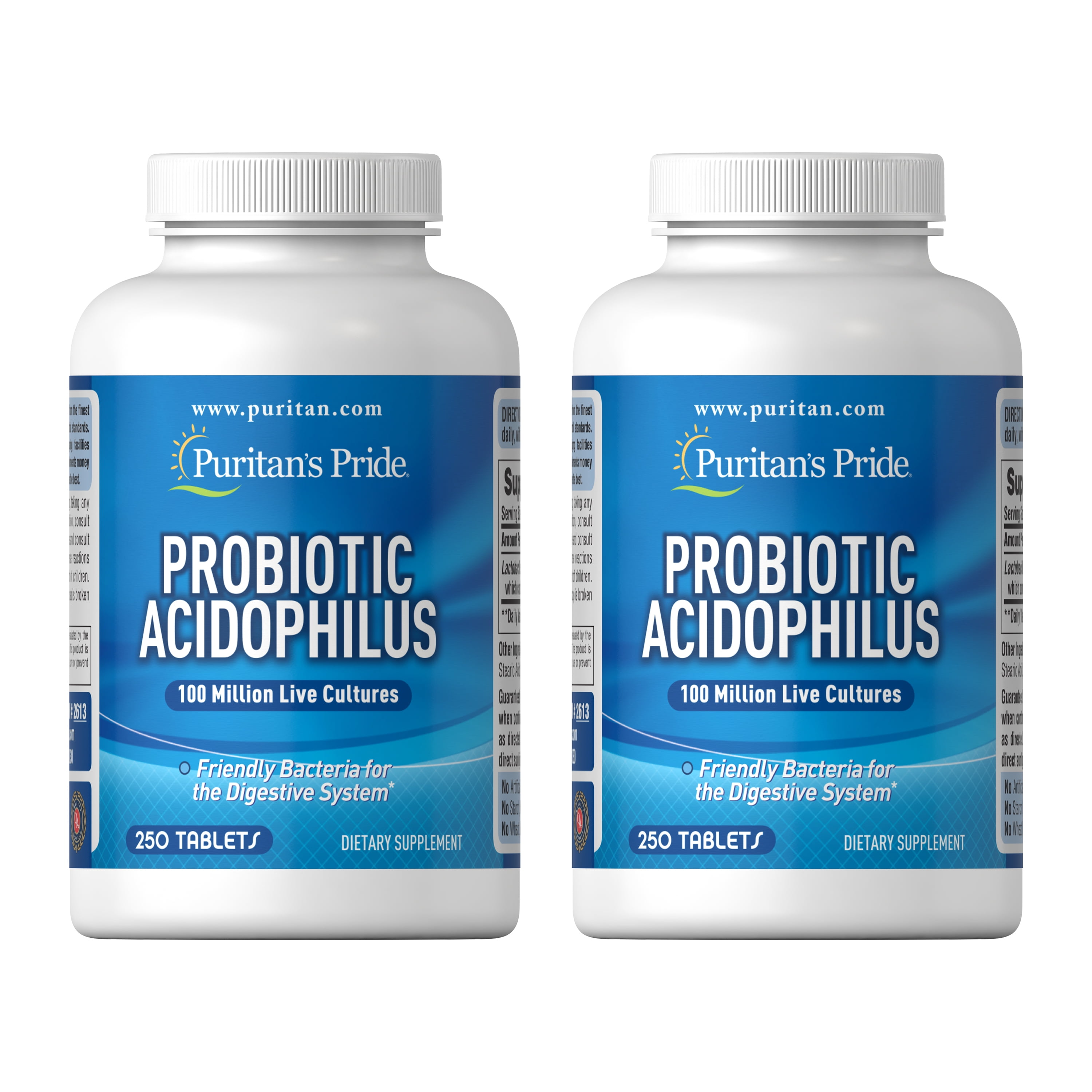 (2 pack) Puritan's Pride Probiotic Supplement, Acidophilus, 250 Count ...