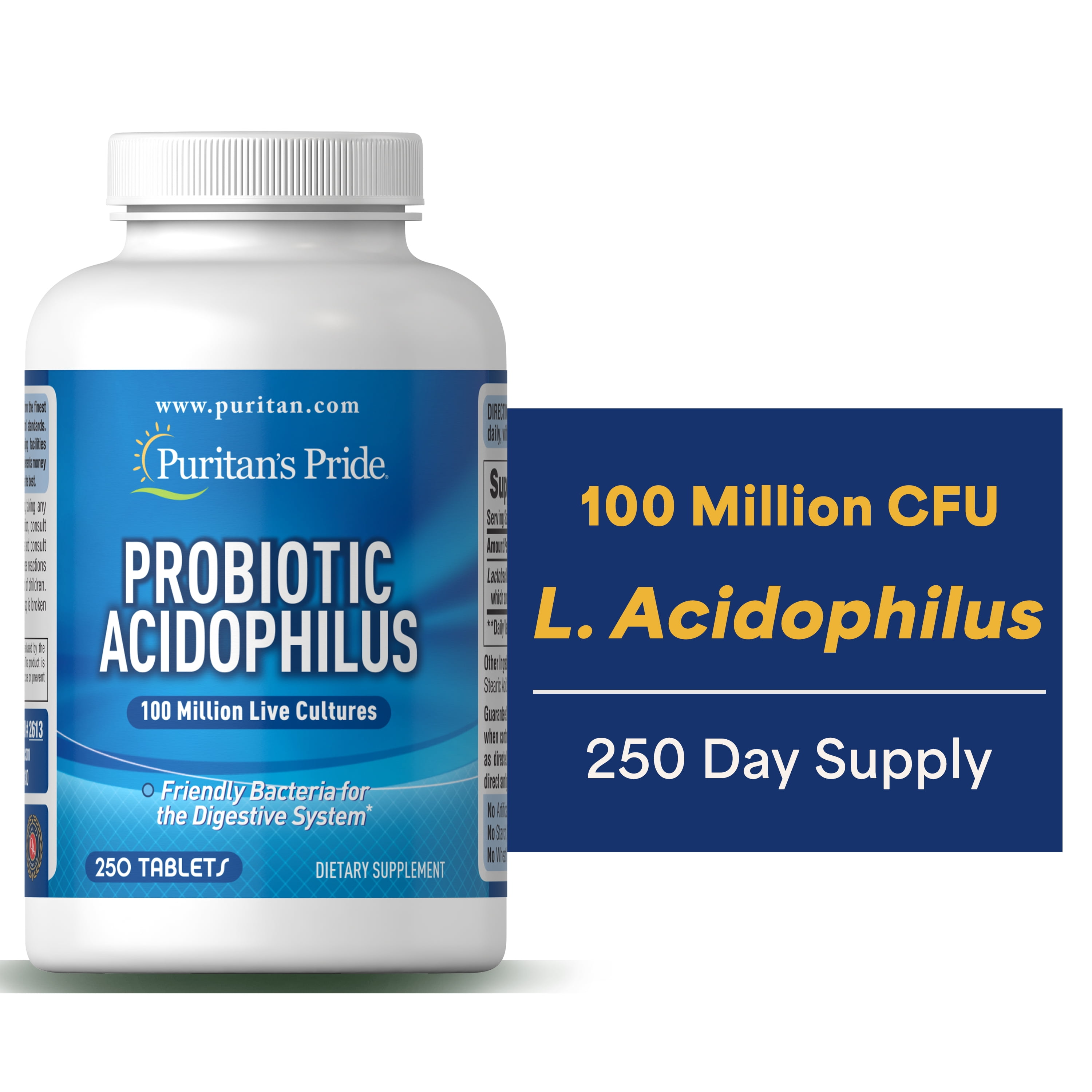 (2 pack) Puritan's Pride Probiotic Supplement, Acidophilus, 250 Count - Walmart.com