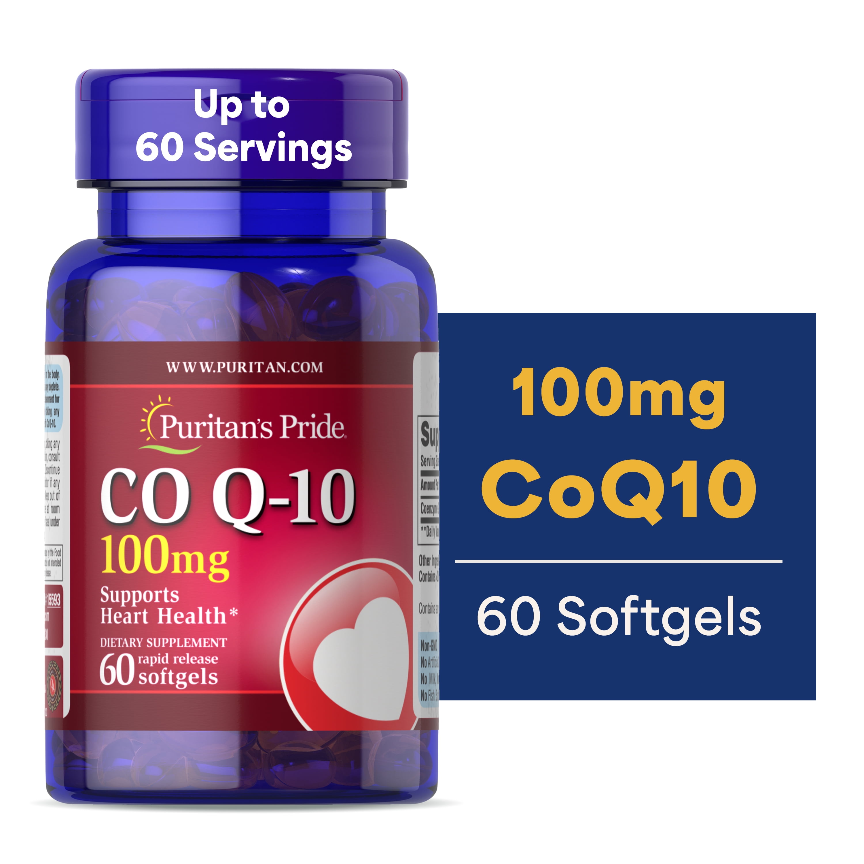 (2 pack) Puritan's Pride Q-SORB Co Q-10 Softgels, 100 Mg, 60 Ct - Walmart.com