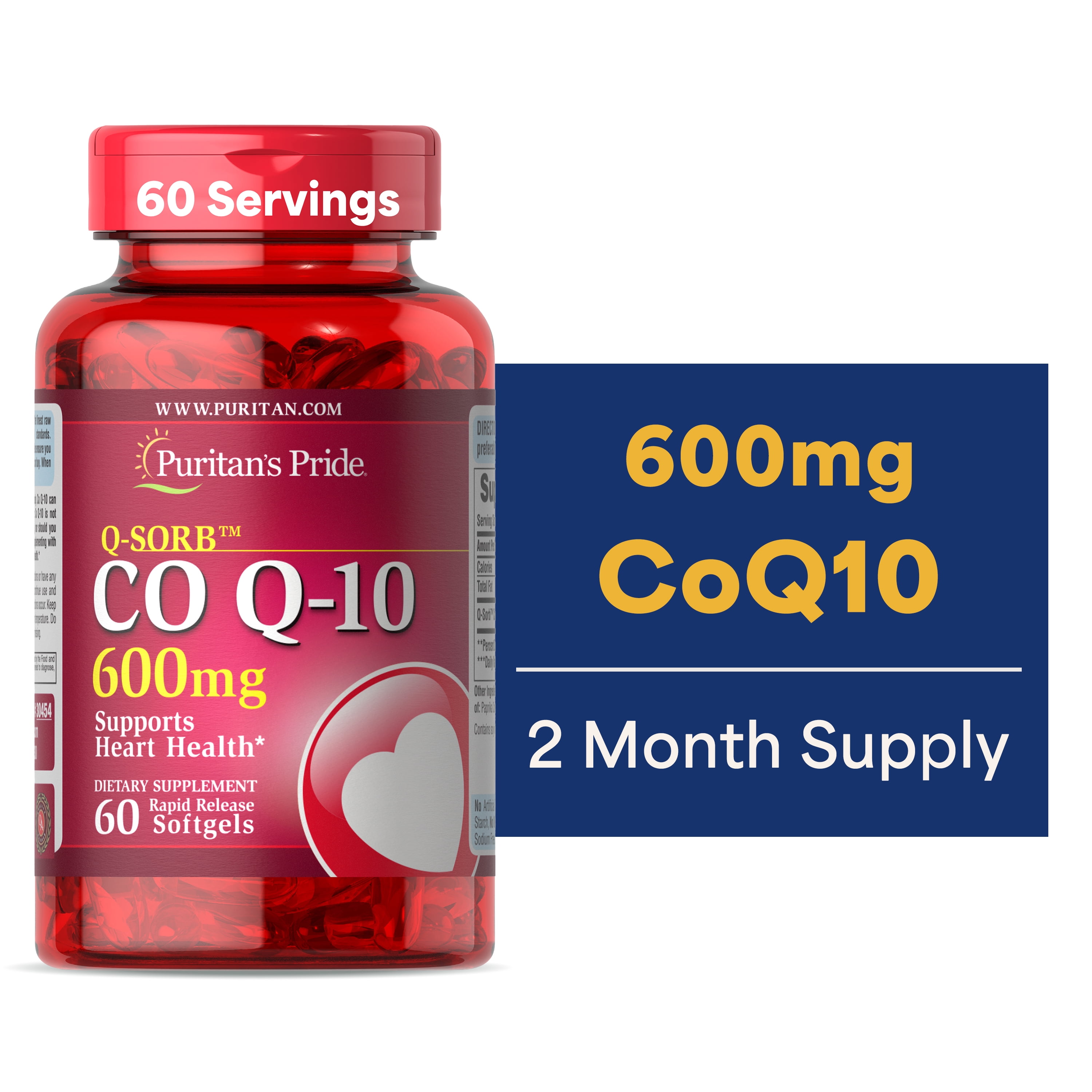 (2 pack) Puritan's Pride Q-Sorb CoQ10 (Coenzyme Q10) 600 mg, Natural Antioxidant, Dietary ...