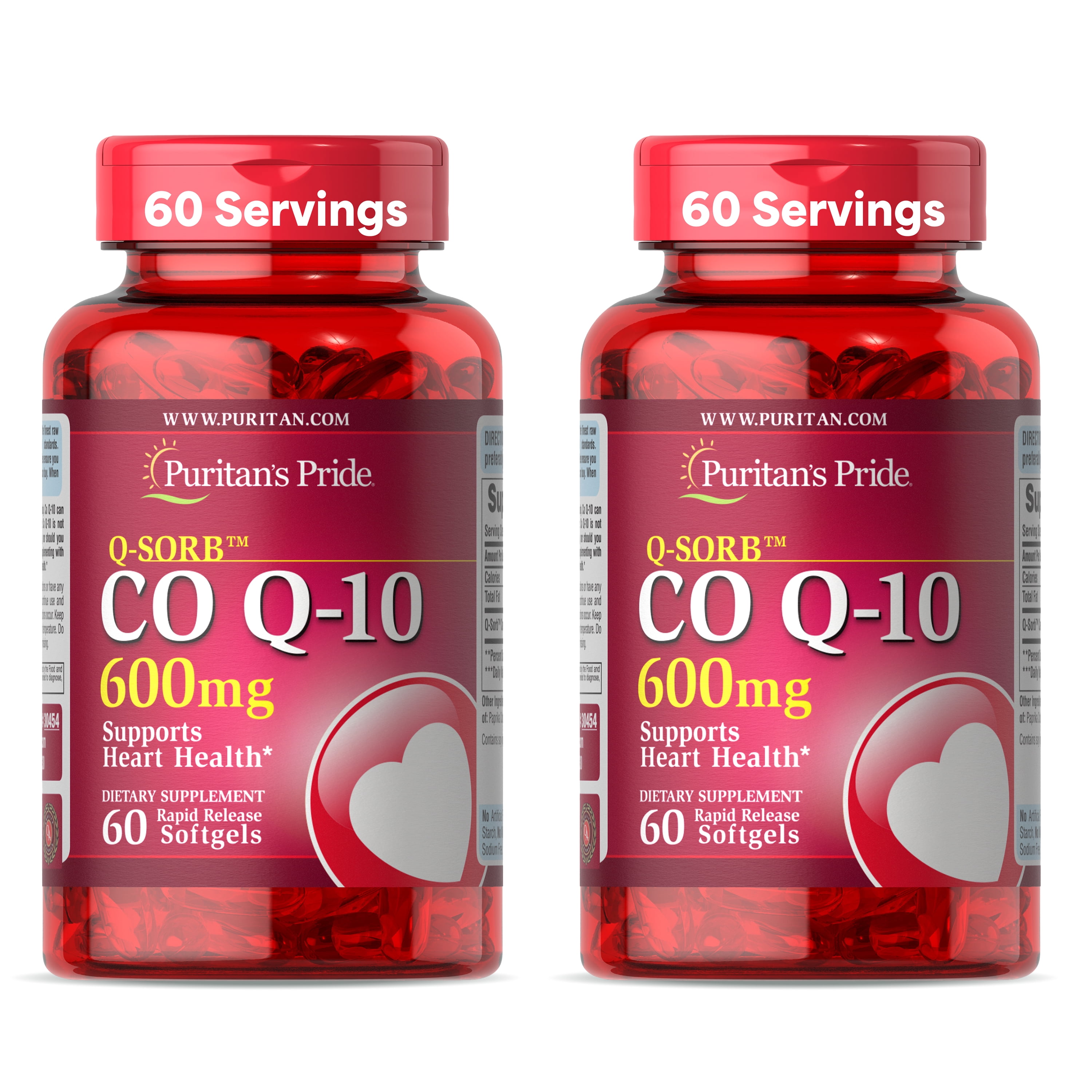 (2 pack) Puritan's Pride Q-Sorb CoQ10 (Coenzyme Q10) 600 mg, Natural ...