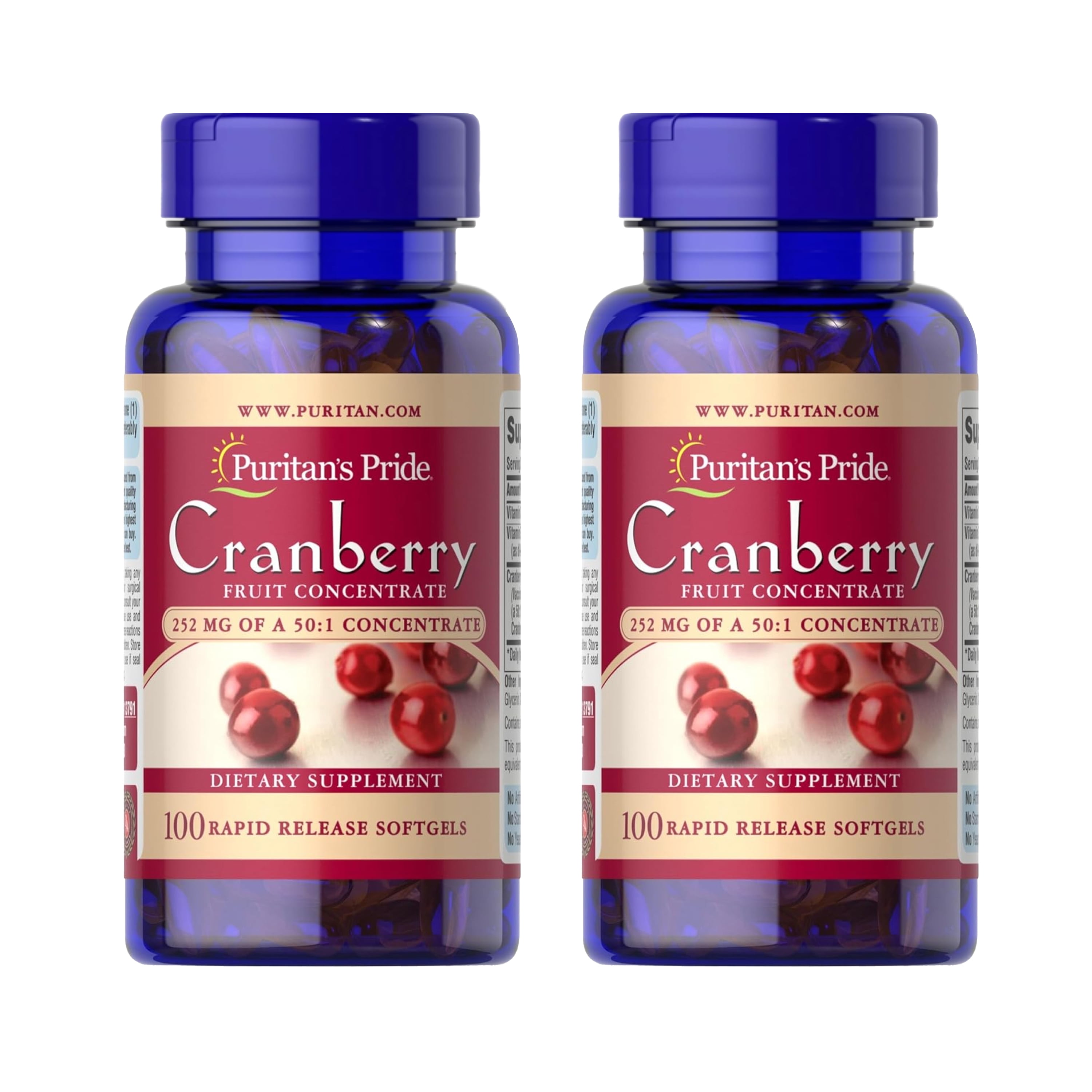 (2 pack) Puritan's Pride Triple Strength Cranberry Fruit Concentrate ...