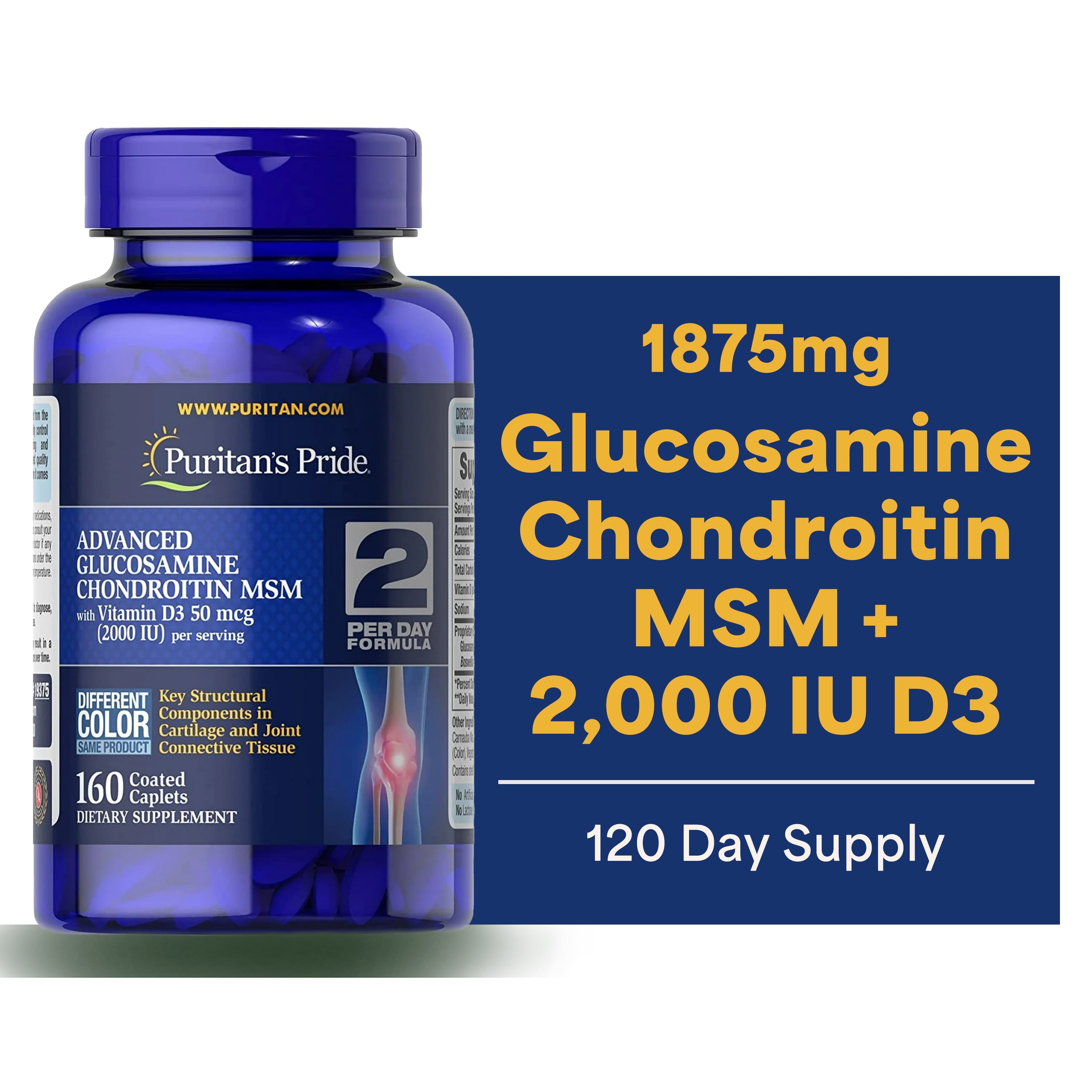 (2 pack) Puritan's Pride Triple Strength Glucosamine Chondroitin with ...