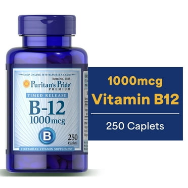 (2 pack) Puritan's Pride Vitamin B-12 1000 mcg Timed Release-250 Caplets - Walmart.com