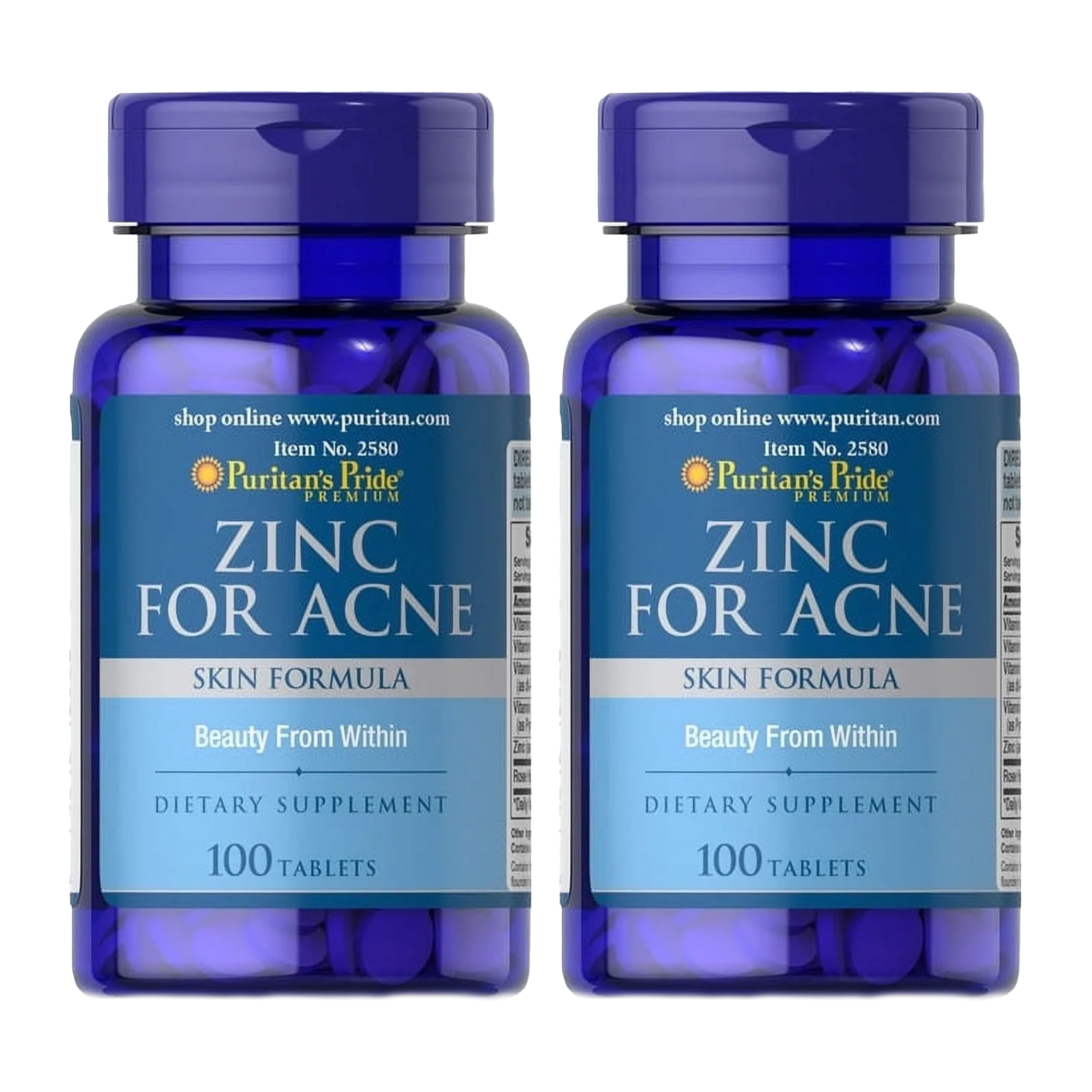 (2 pack) Puritan's Pride Zinc for Acne-100 Tablets - Walmart.com