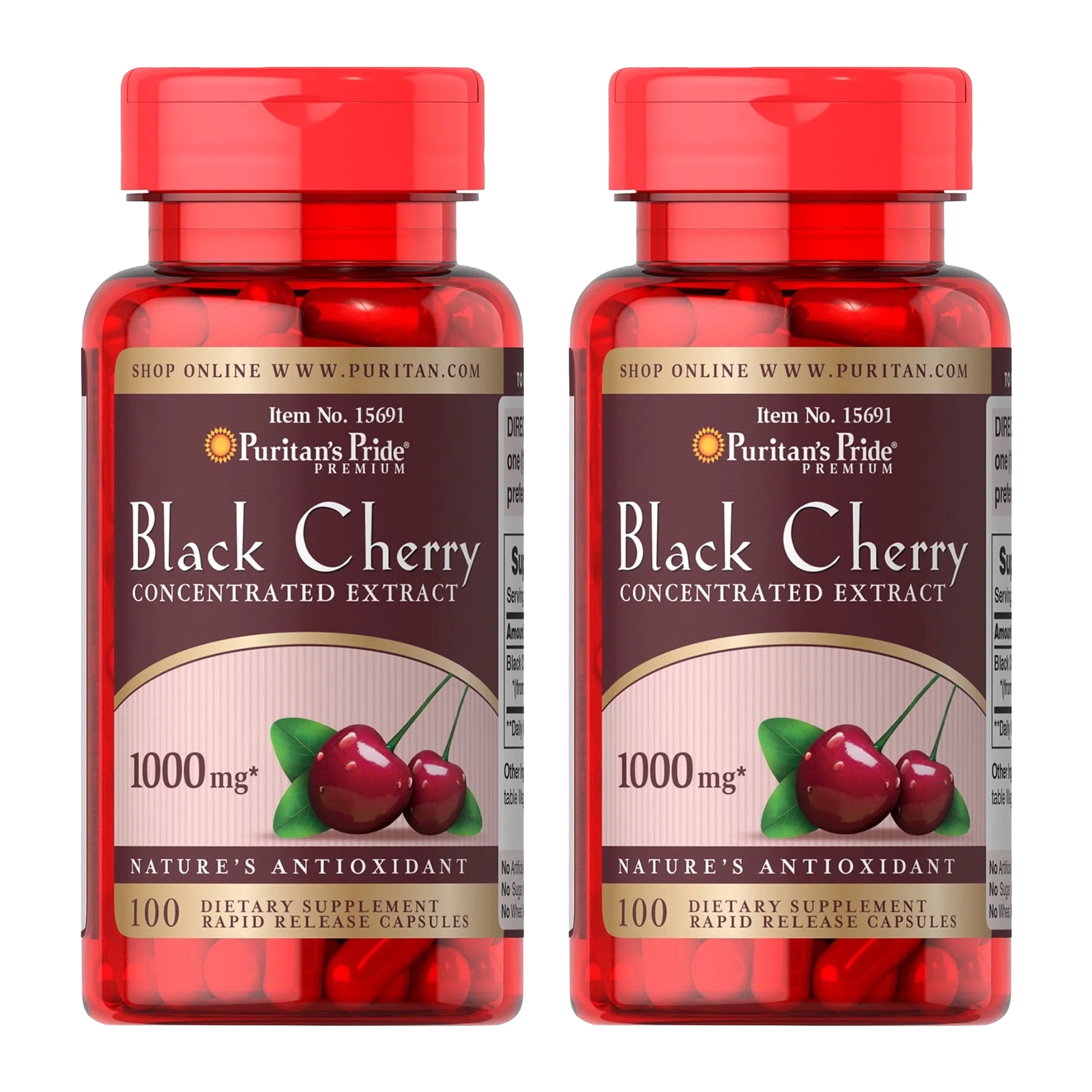 (2 pack) Puritans Pride Black Cherry 1000 mg Capsules, 100 Count ...