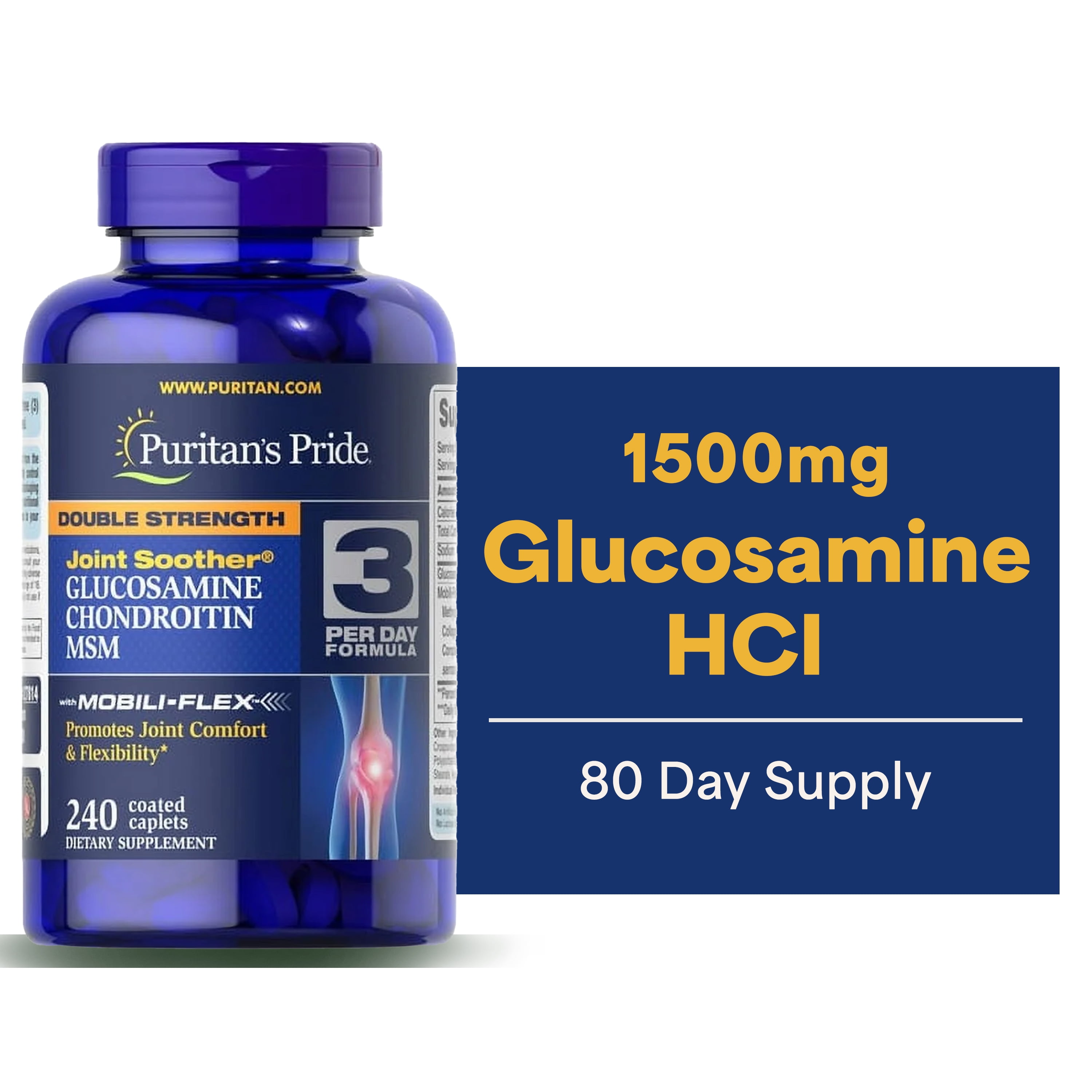 (2 pack) Puritans Pride Double Strength Glucosamine, Chondroitin and ...