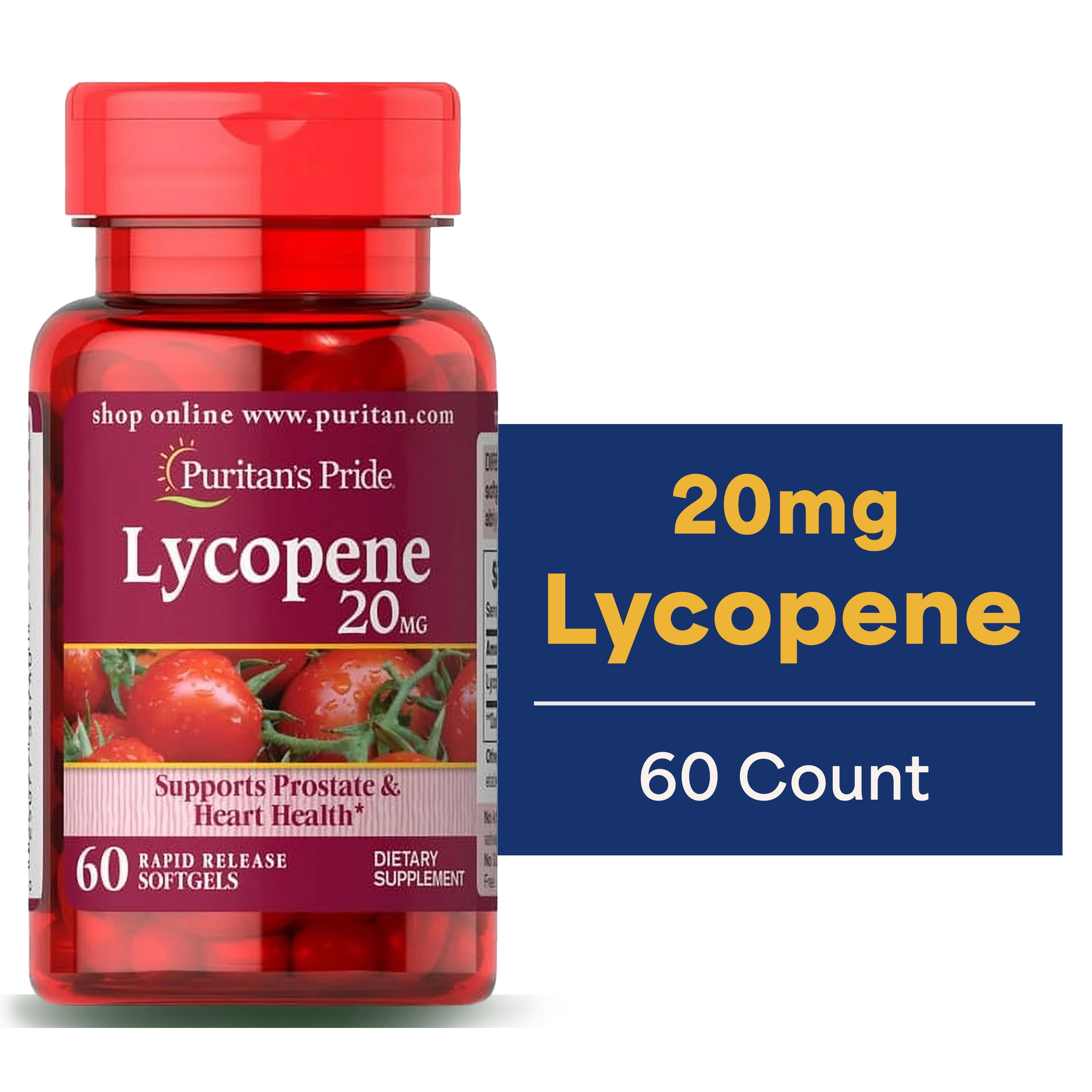 (2 pack) Puritans Pride Lycopene 20 Mg Softgels, 60 Count - Walmart.com
