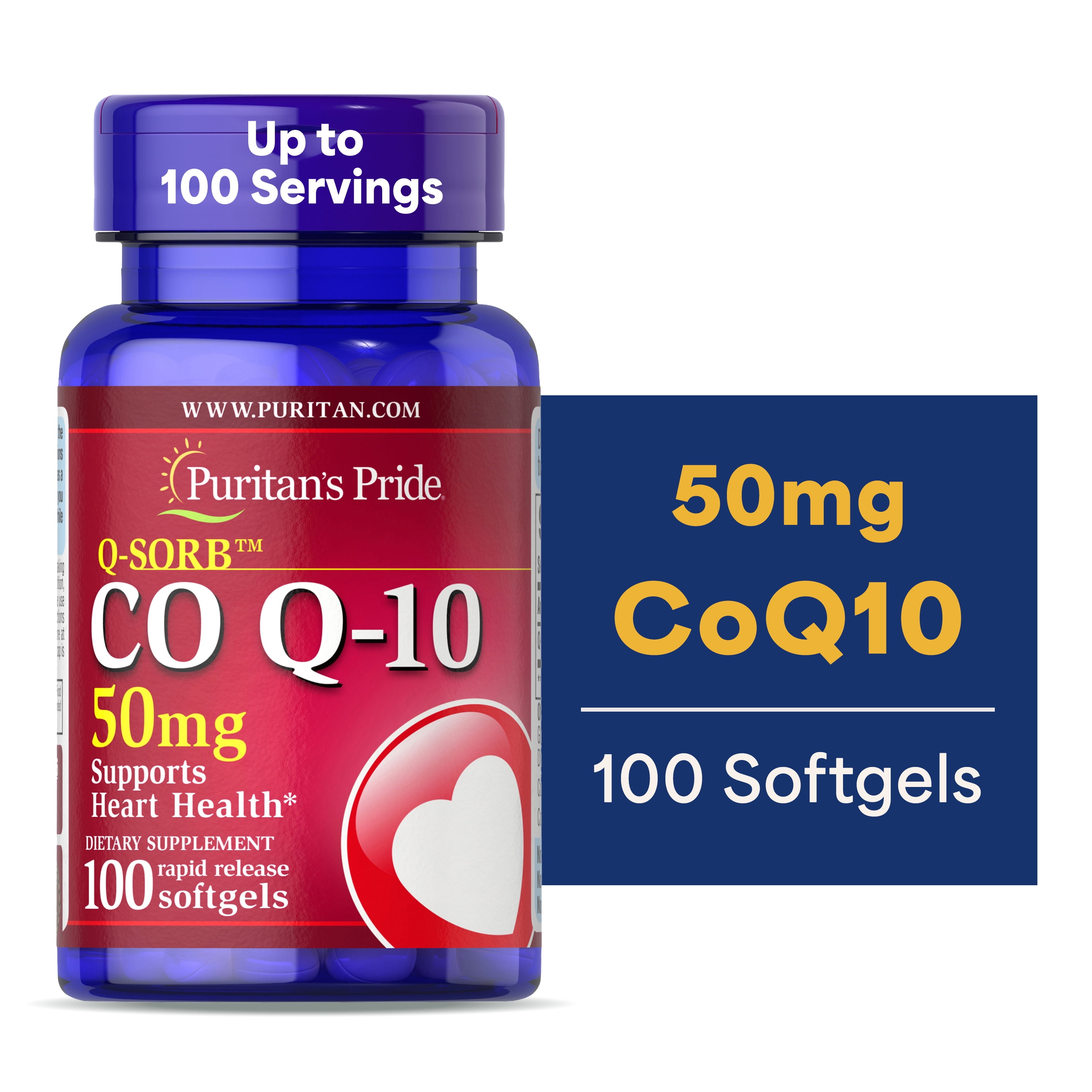(2 pack) Puritans Pride Q-Sorb CoQ10 50 Mg, 100 Count - Walmart.com