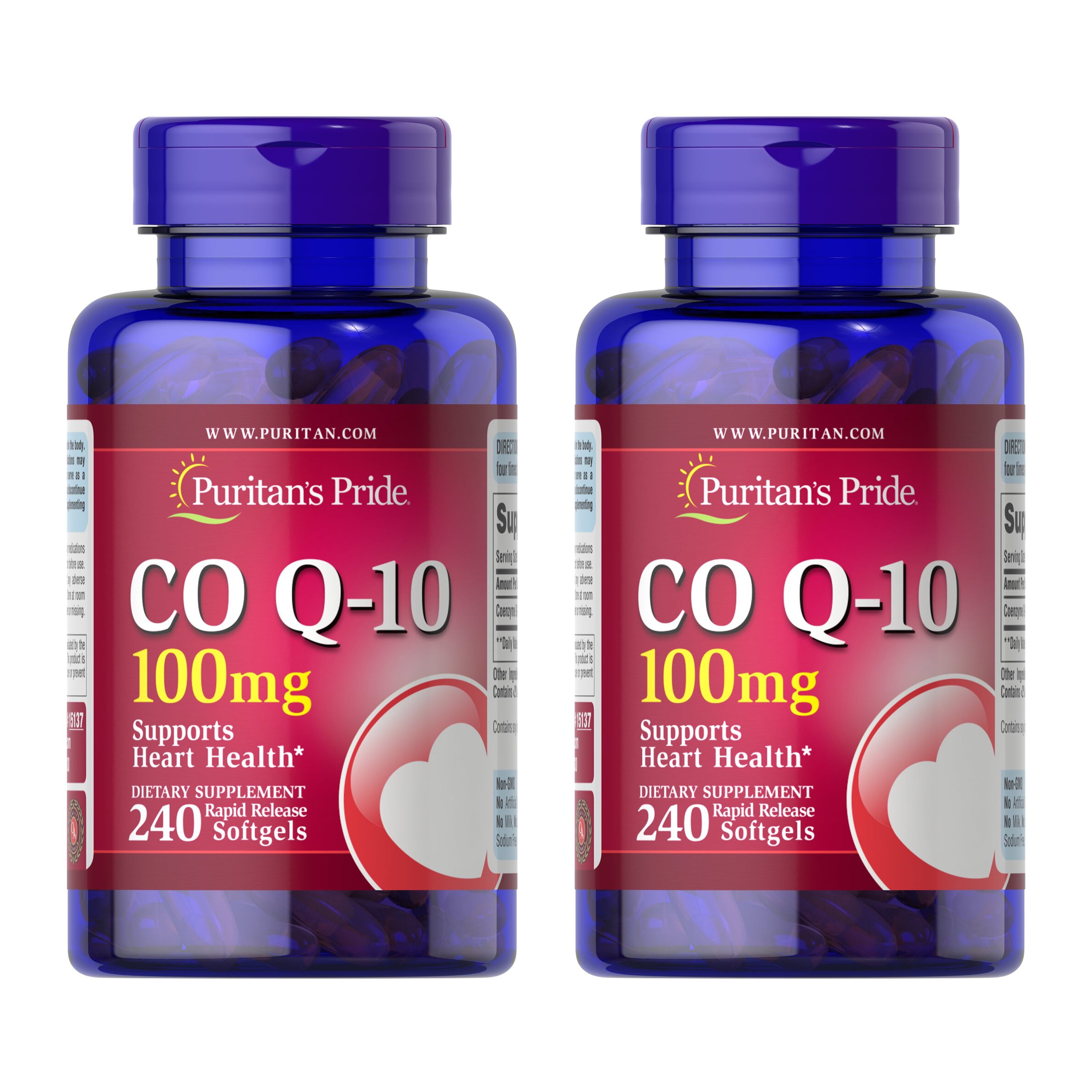 (2 pack) Puritans Pride QSORB CoQ10 100 mg Supports Heart Health ...