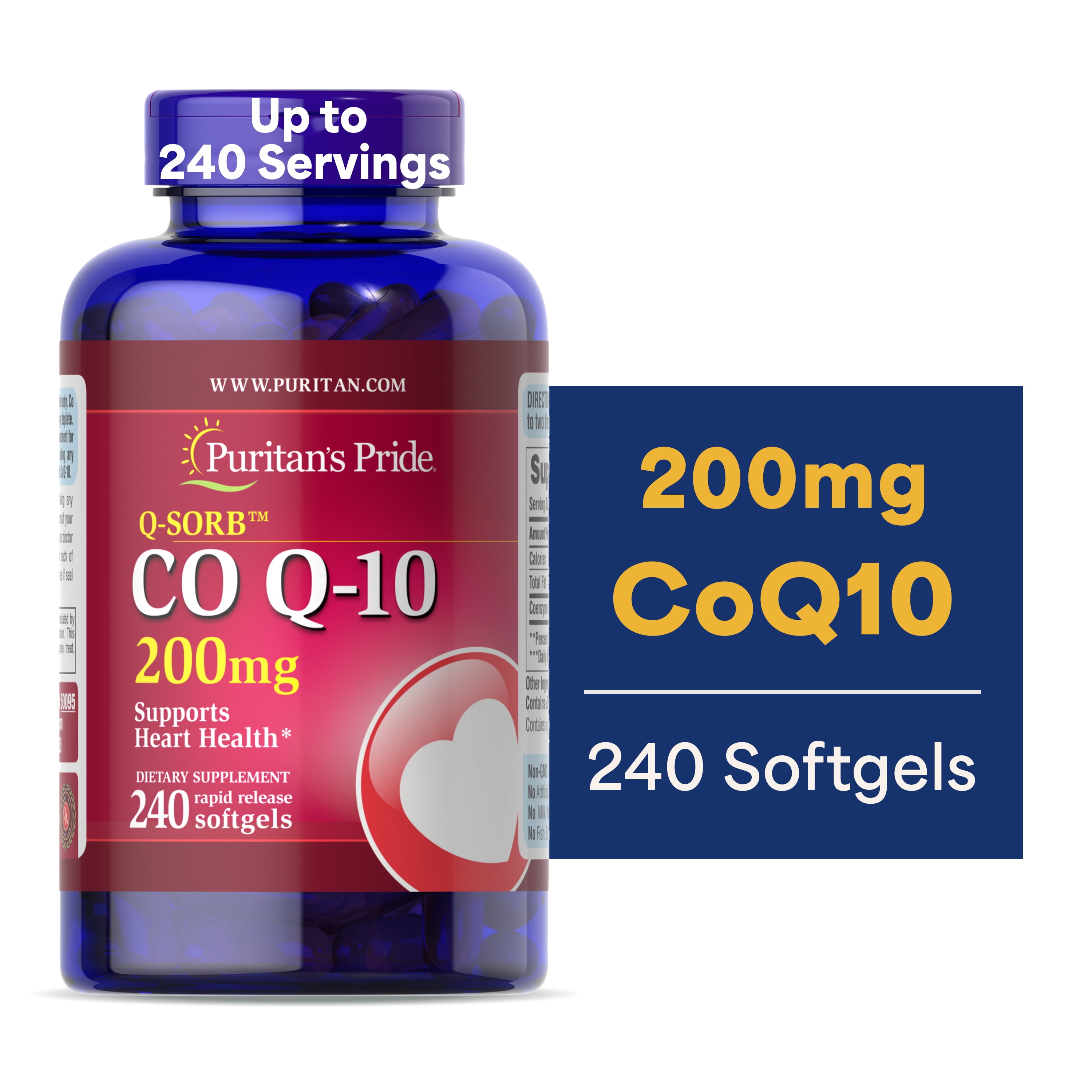 (2 pack) Puritans Pride QSORB CoQ10 200 mg Supplement for Heart Health ...