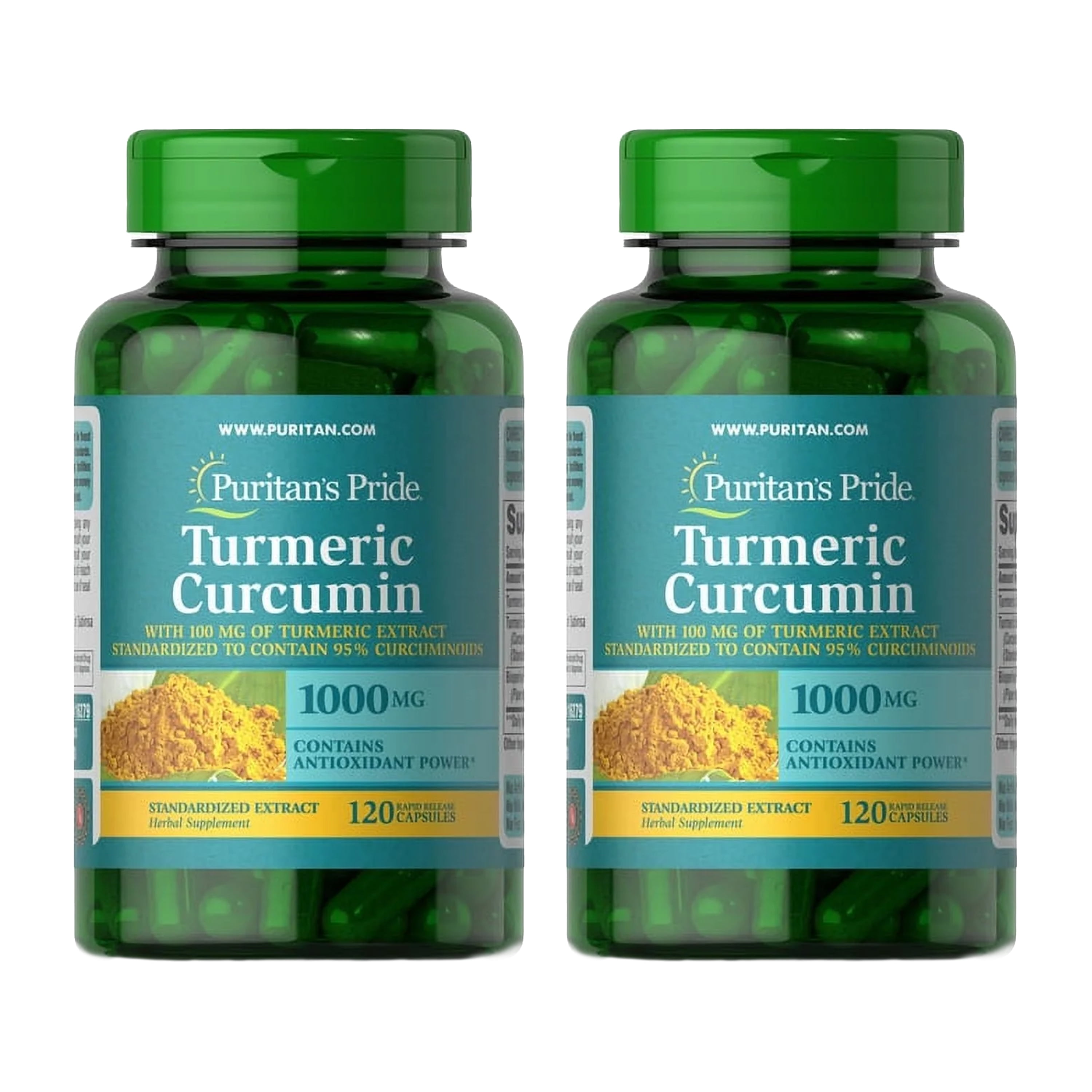 (2 pack) Puritans Pride Turmeric Curcumin with Bioperine, 1000mg, 120 ...