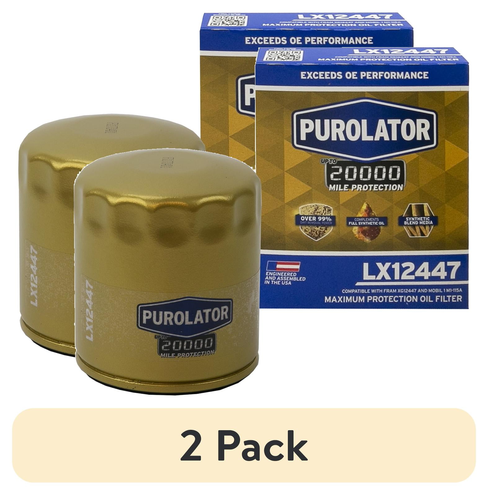 (2 pack) Purolator 20K Oil Filter LX12447 Exceeds OE Performance ...