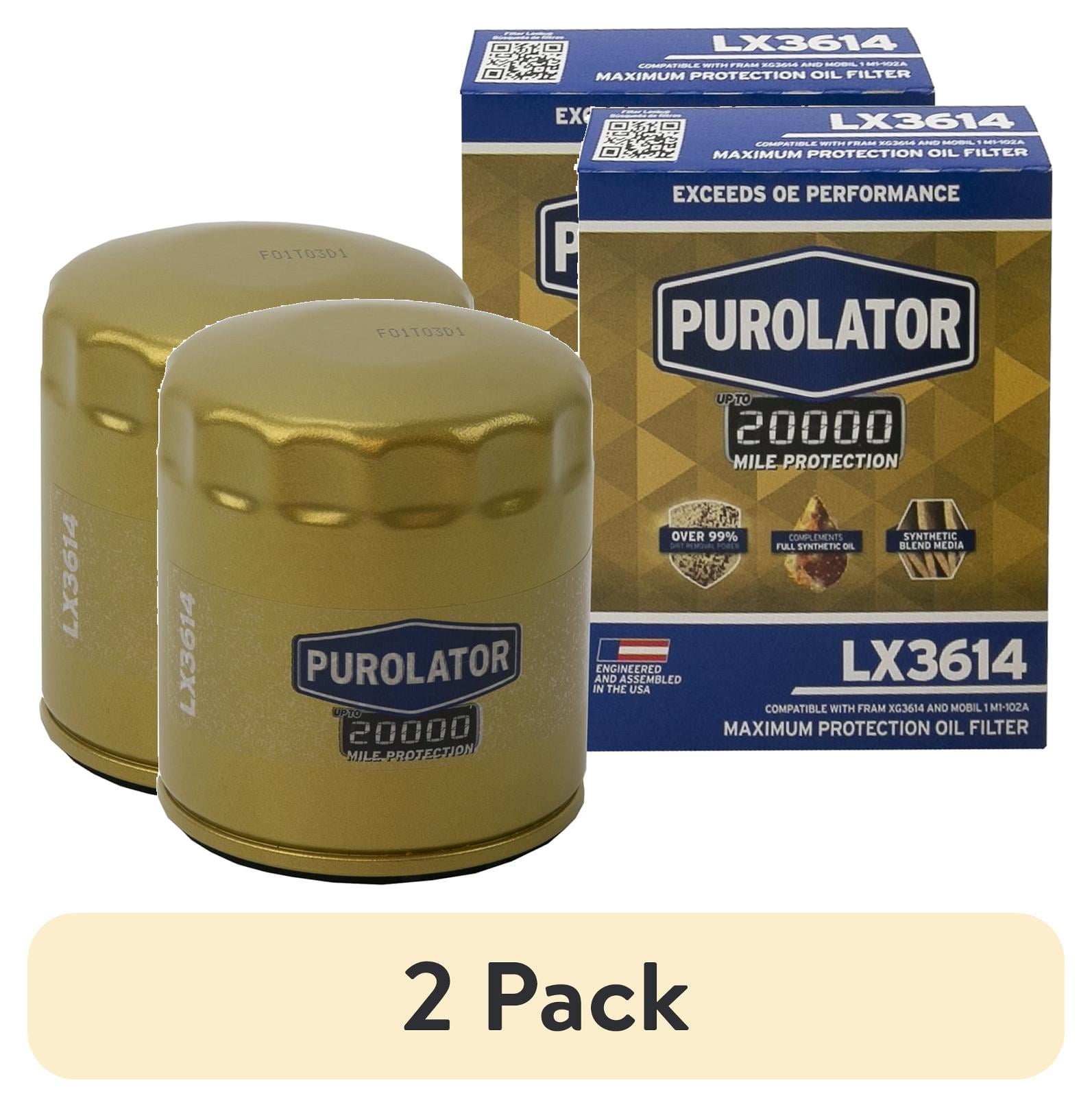 (2 pack) Purolator LX3614 Purolator 20K Oil Filter with 20,000 Mile ...
