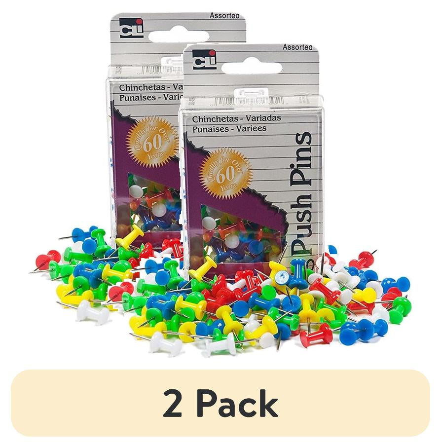 (2 pack) Charles Leonard Push Pins Assorted Color - Walmart.com
