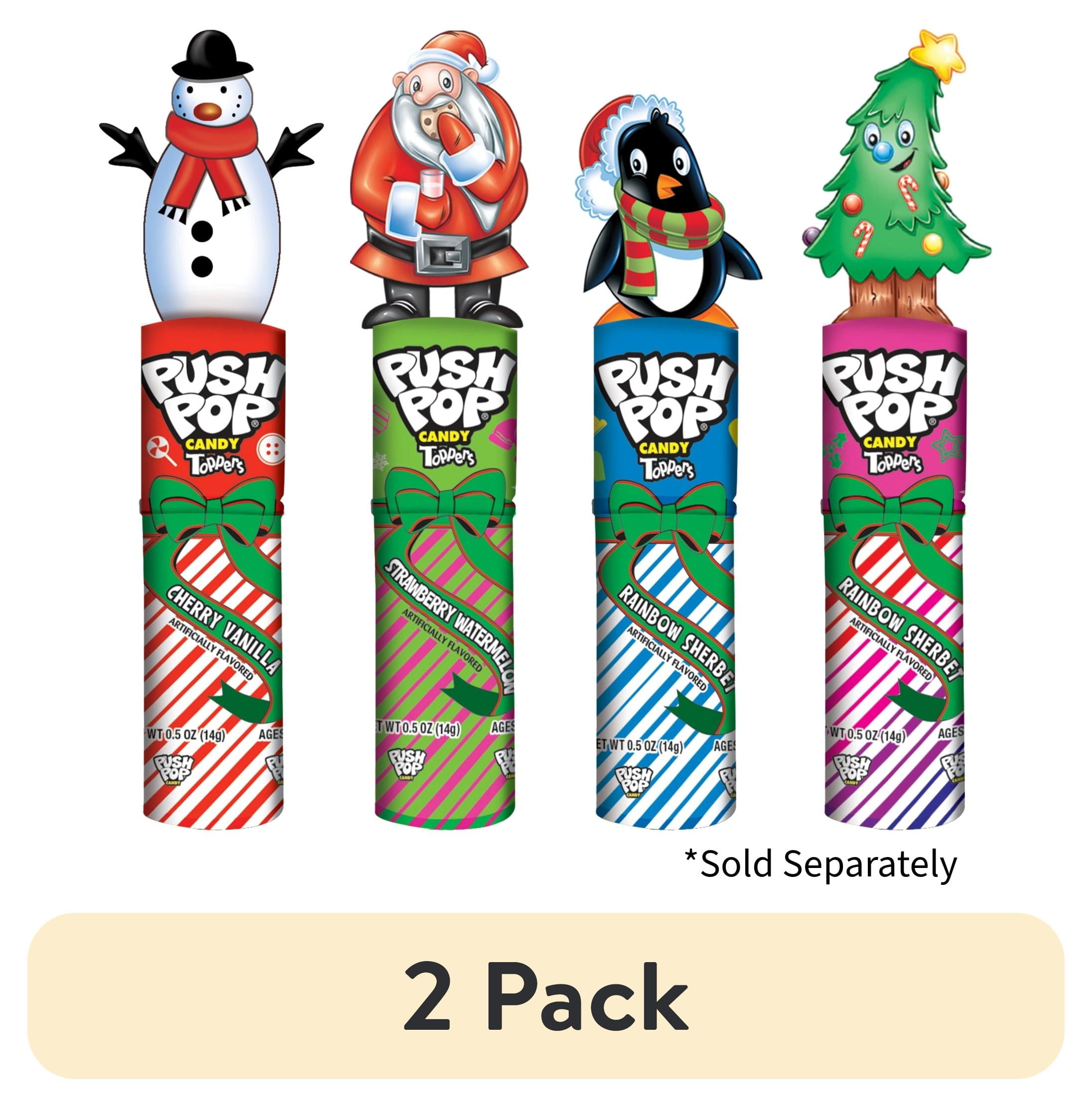 (2 pack) Push Pop Toppers Christmas Lollipop Candy, Individual Candy ...