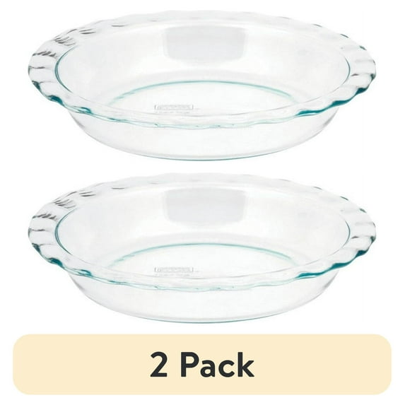 (2 pack) Glass Pie Plate 9.5", Pyrex®, Easy Grab, 1 Piece - Walmart.com