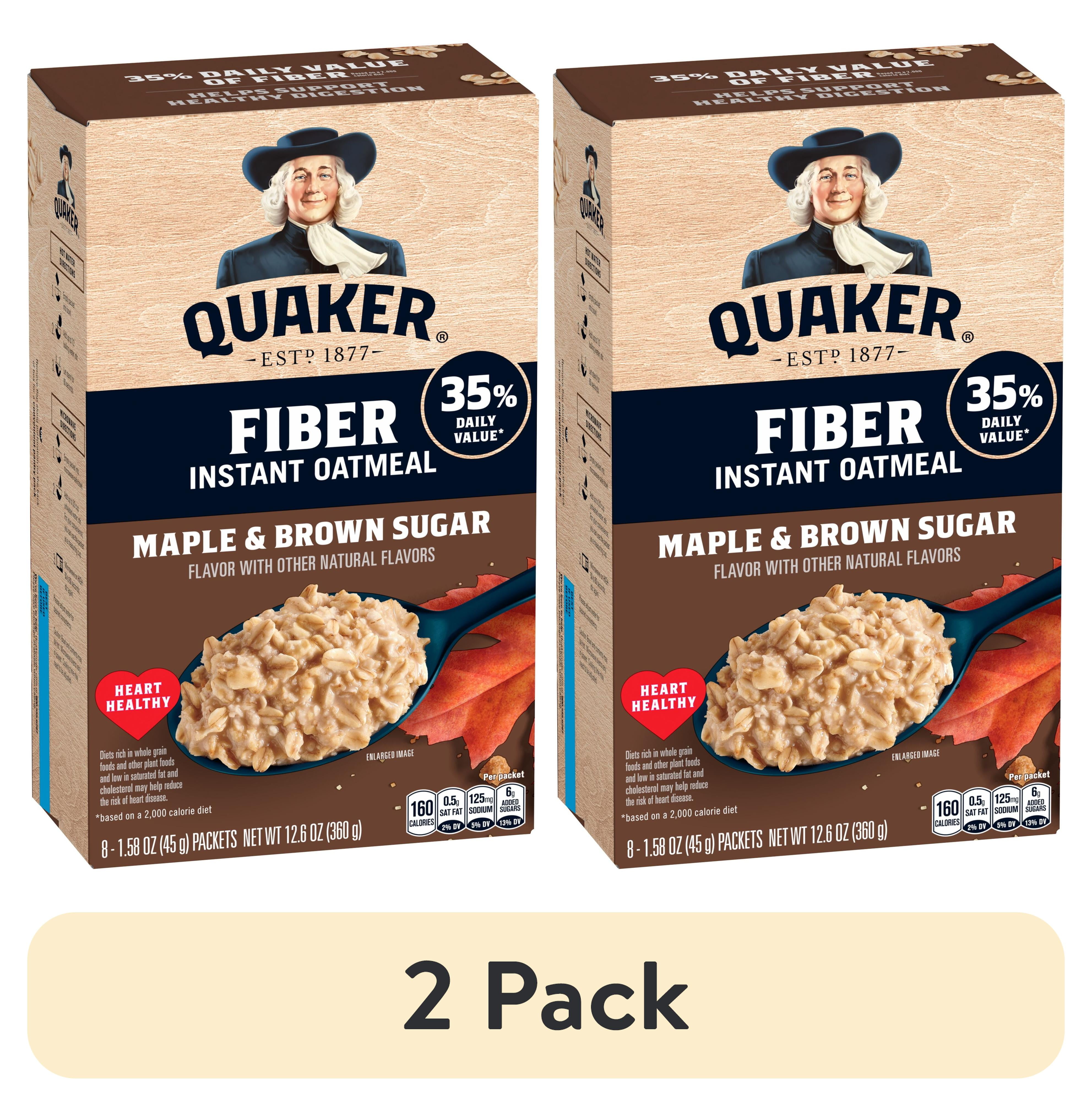 (2 pack) Quaker Fiber Instant Oatmeal, Maple Brown Sugar, 35% Daily ...