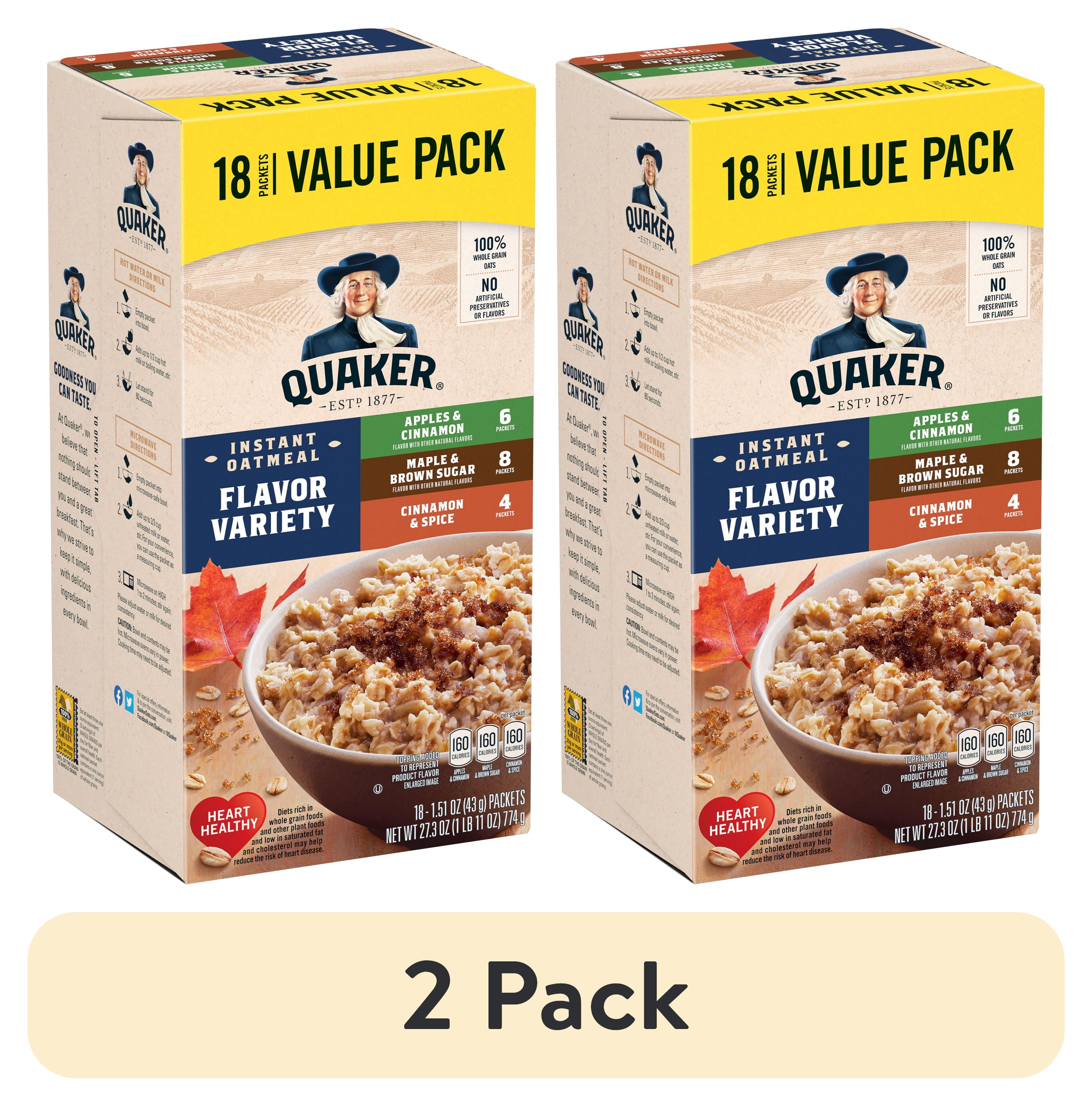 (2 pack) Quaker Instant Oatmeal, Flavor Variety Value Pack, 18 Packets ...