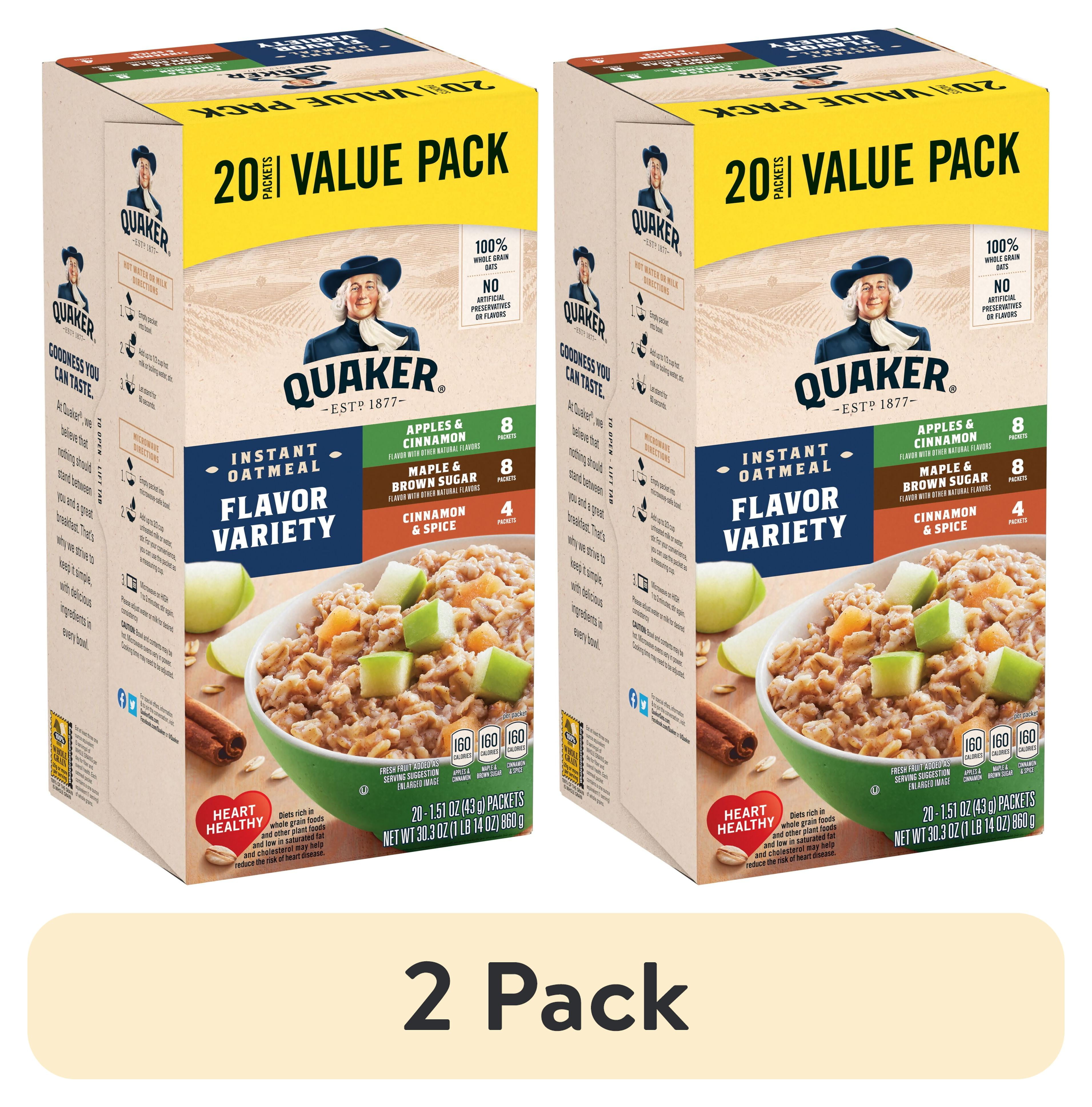 (2 pack) Quaker Instant Oatmeal, Flavor Variety Value Pack, 20 Packets ...