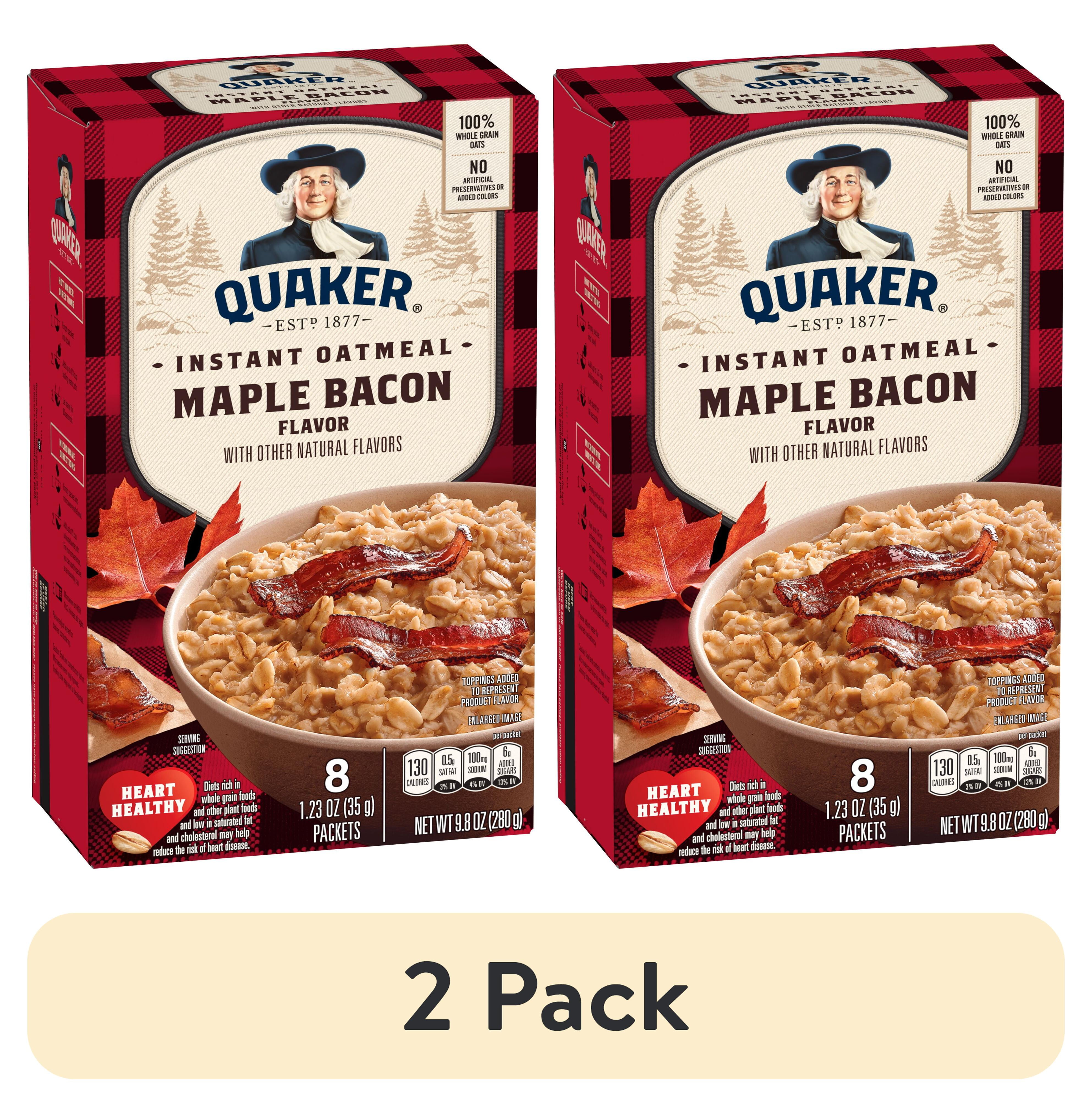(2 pack) Quaker Instant Oatmeal with Maple Bacon Flavor, 9.8 oz, 8 ...
