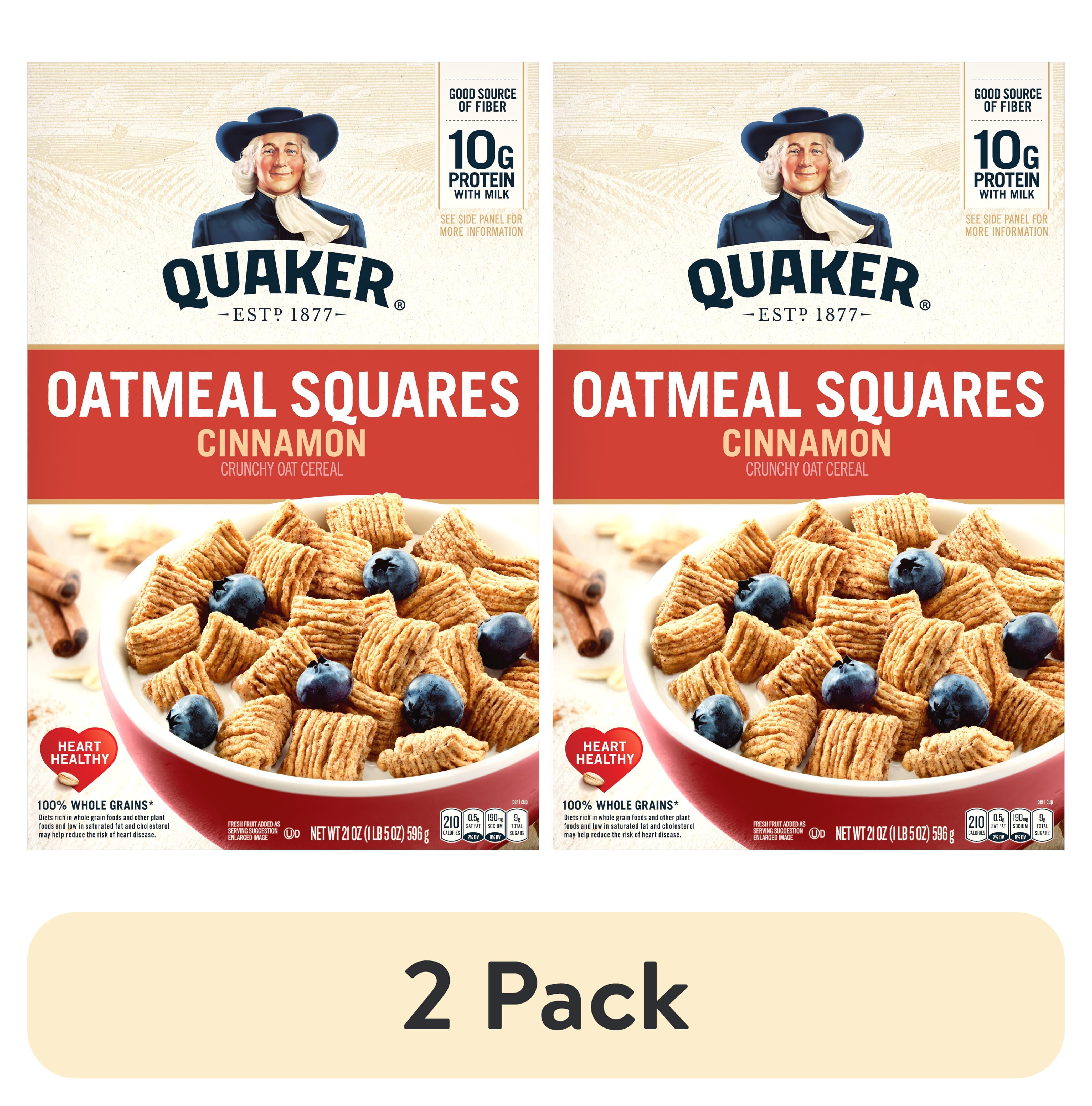 (2 pack) Quaker Oatmeal Squares Cinnamon, 21 oz - Walmart.com