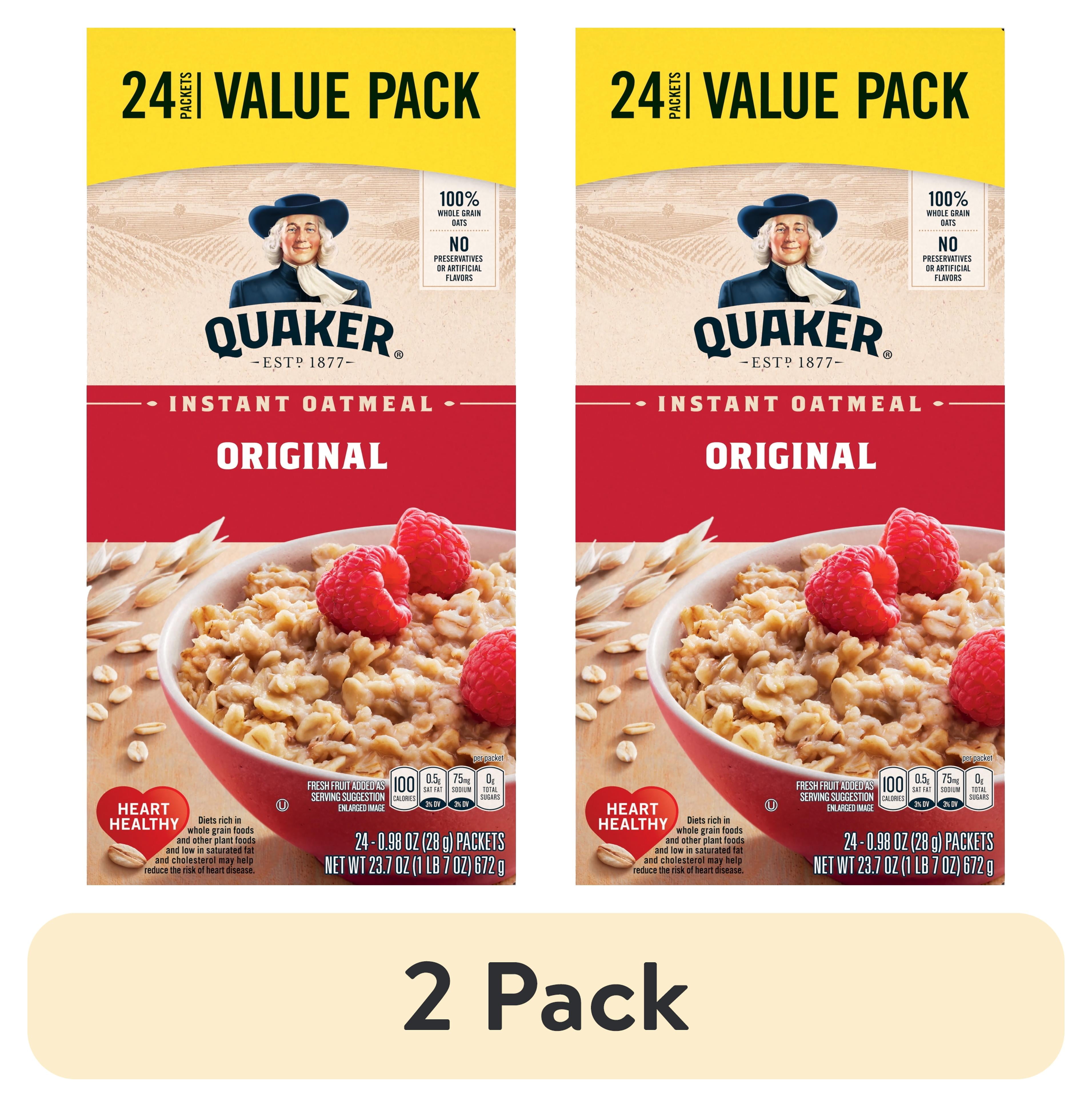 (2 pack) Quaker Original Instant Oatmeal, 24 Count, 0.98 oz Packets ...