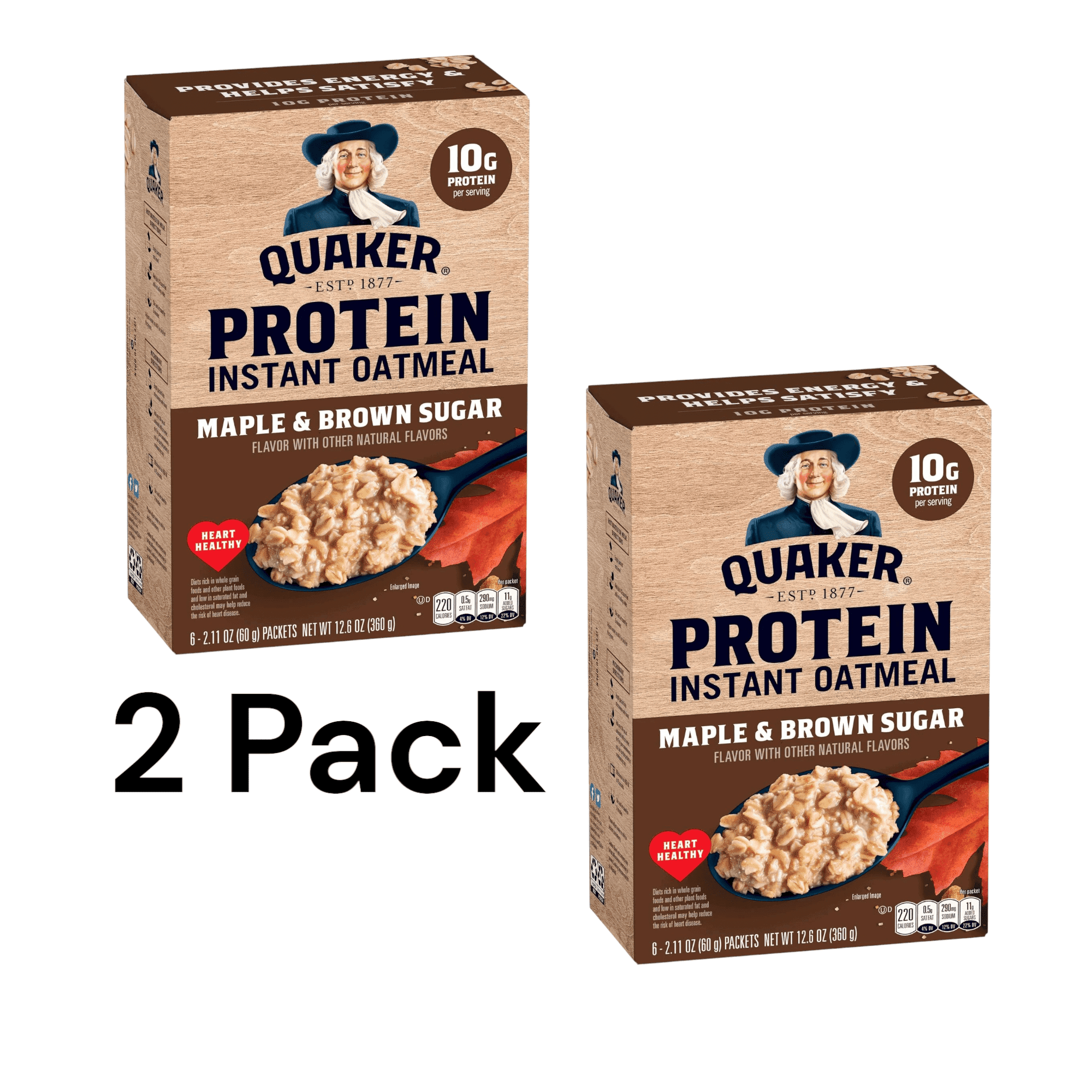 (2 pack) Quaker, Protein Instant Oatmeal, Maple & Brown Sugar, 2.11 oz ...