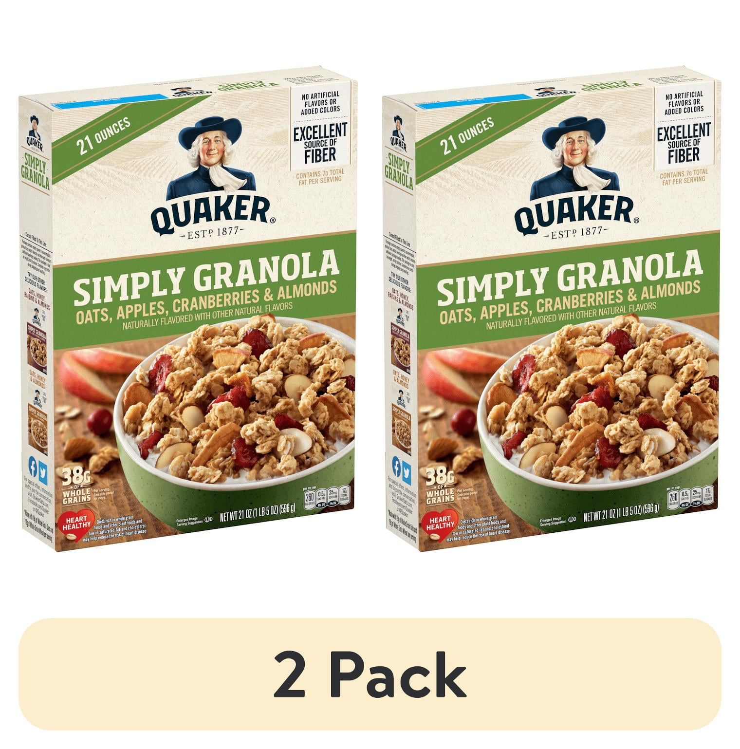 (2 pack) Quaker Simply Granola Oats Apples Cranberries and Almonds, 21 ...
