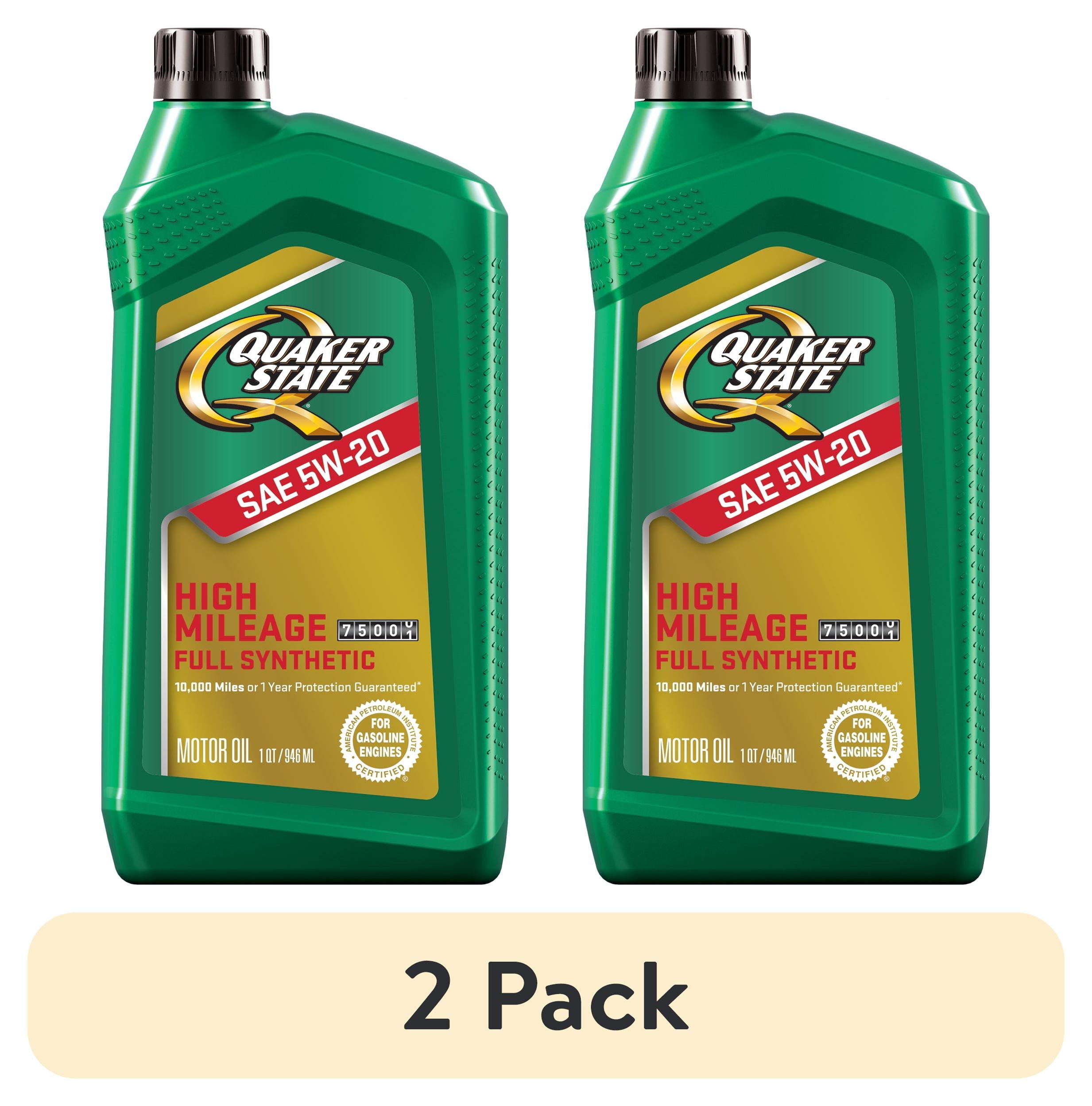 Quaker State Full Synthetic High Mileage 5W-20 Motor Oil 2 Pack 1 Quart ...