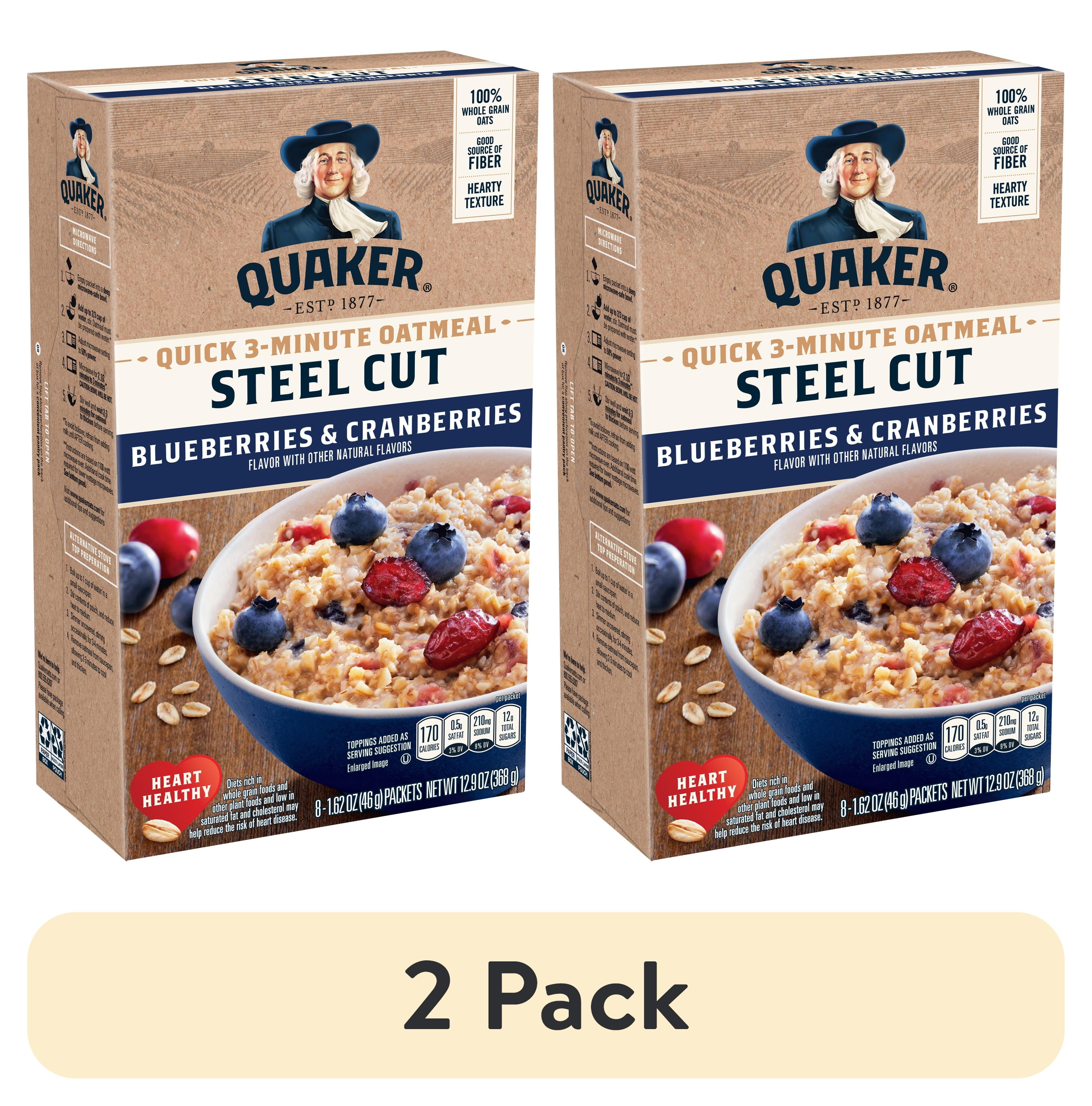 (2 pack) Quaker Steel Cut Quick 3-Minute Oatmeal, Blueberries ...