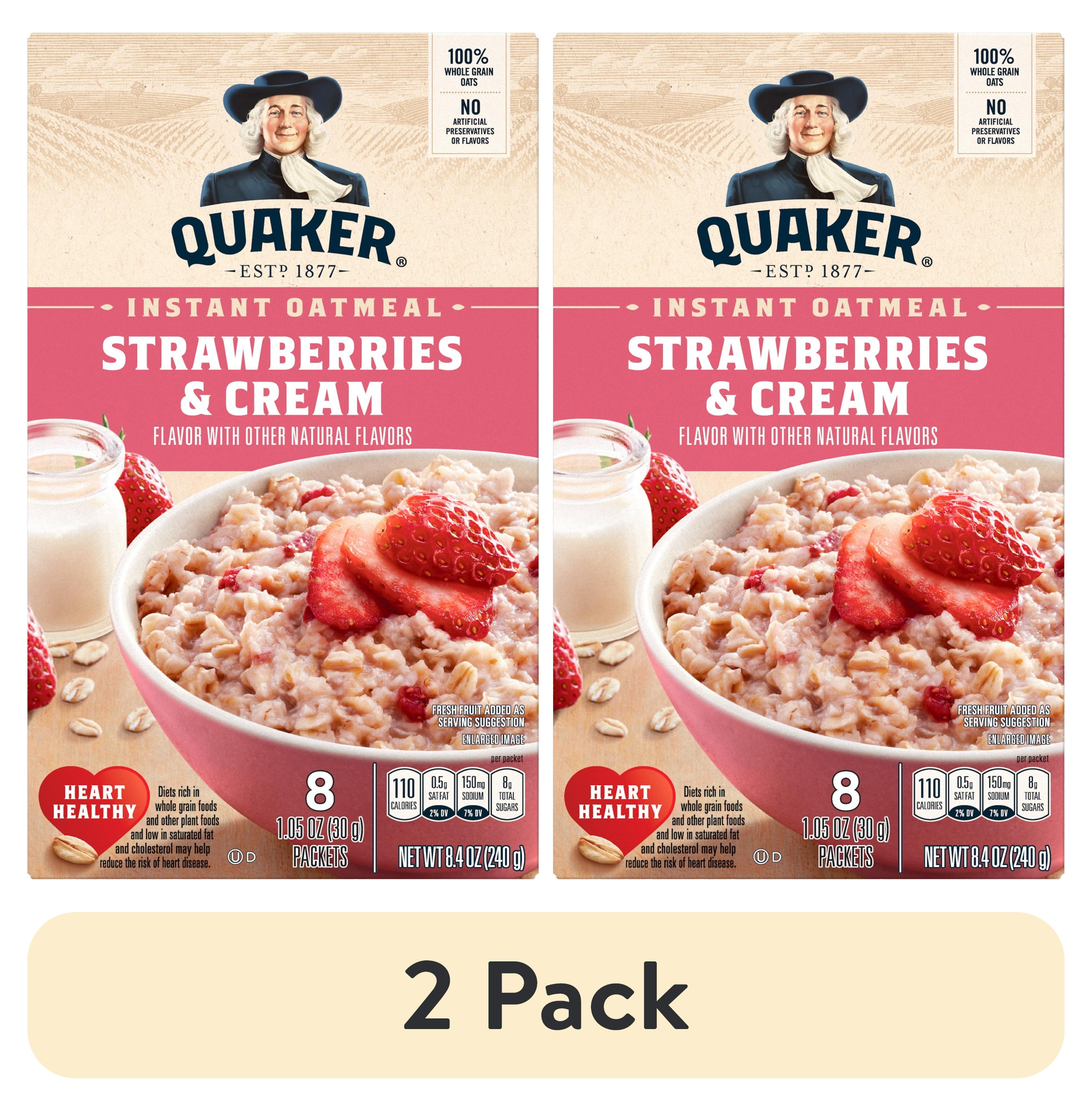 (2 pack) Quaker Strawberries & Cream Flavored Instant Oatmeal 8.4 oz, 8 ...