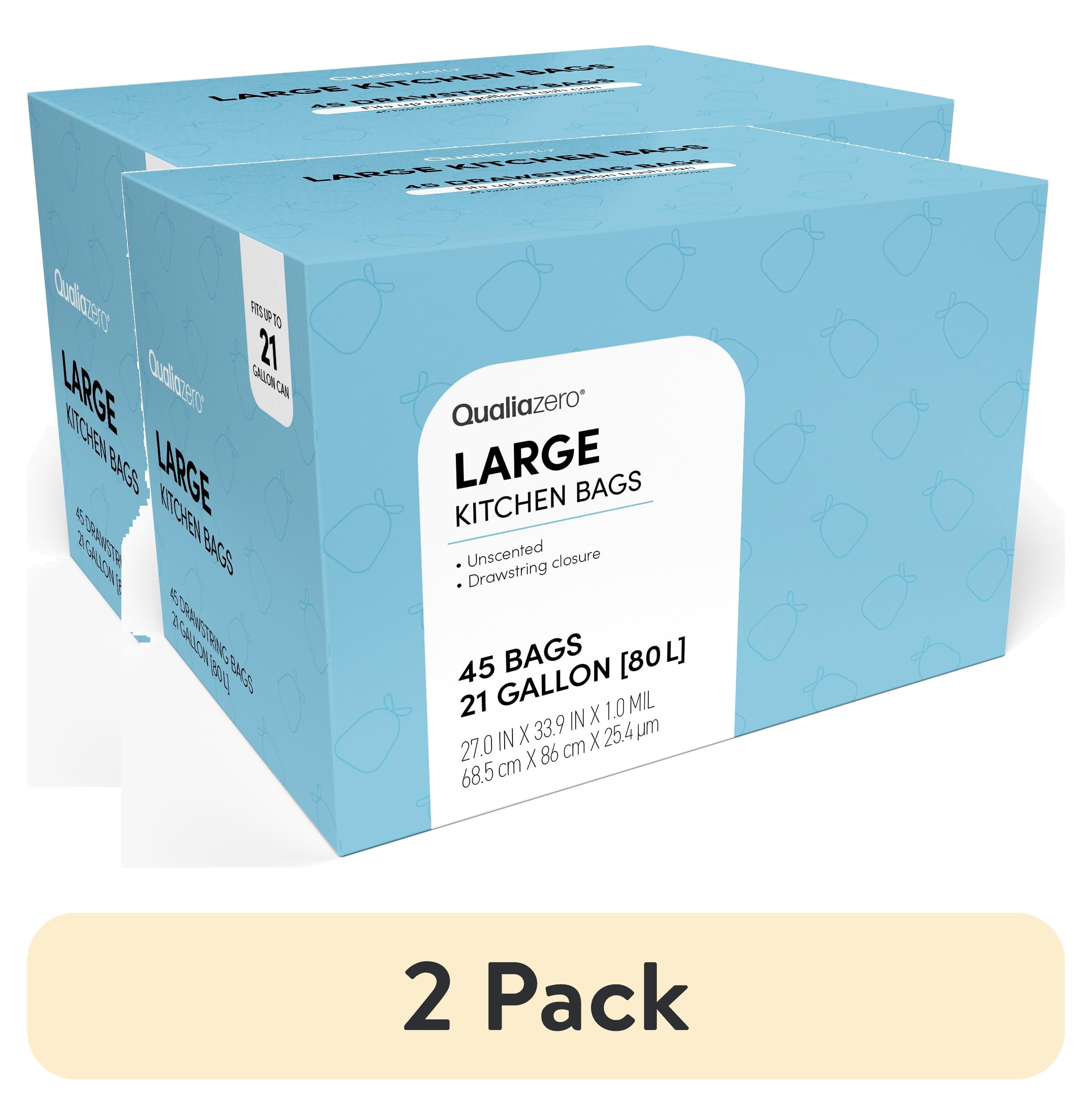 (2 pack) Qualiazero 21 Gallon Drawstring Trash Bag - 45 Bags ...