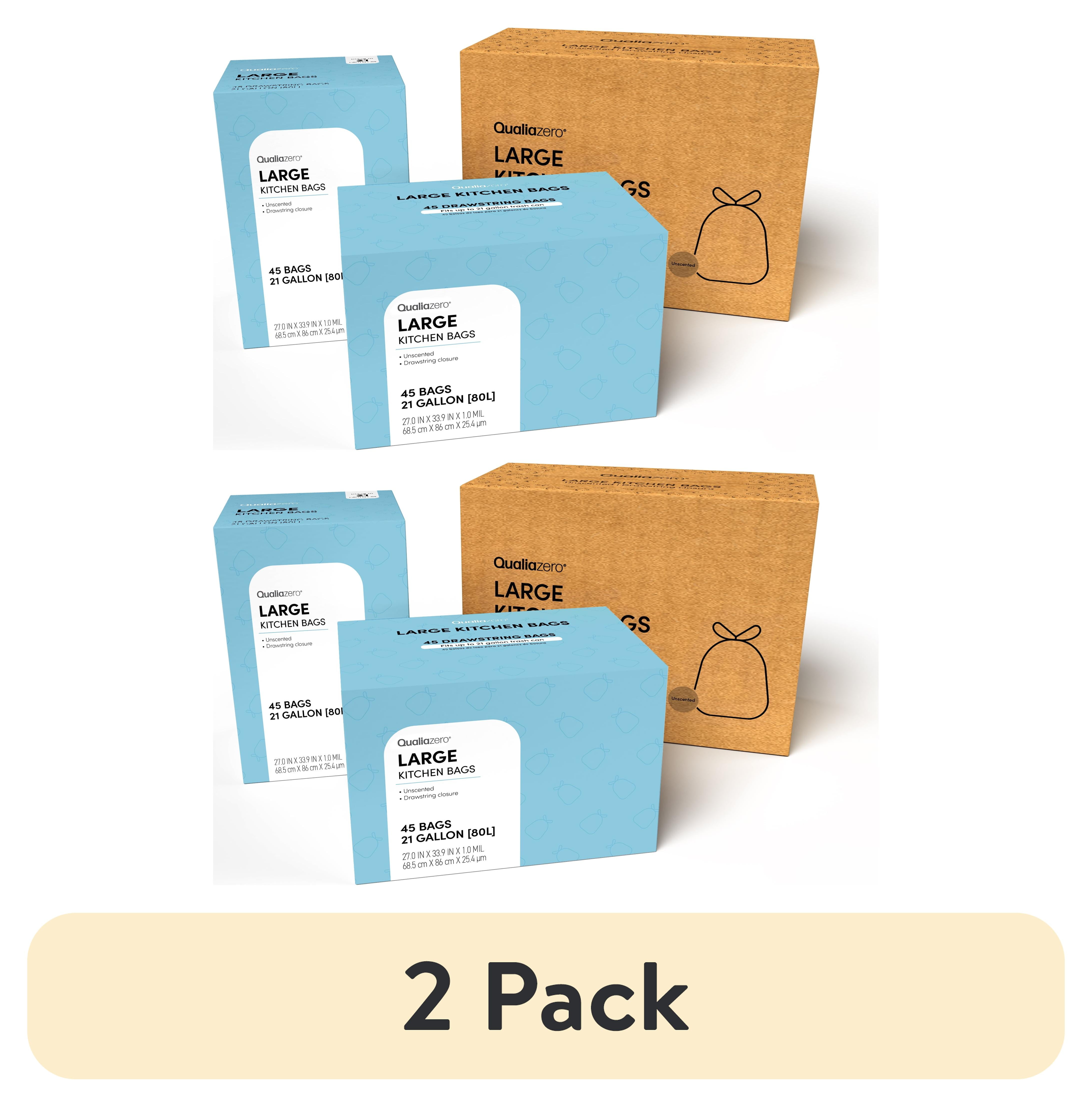 (2 pack) Qualiazero 21 Gallon Drawstring Trash Bag, 90 Pack, Unscented ...