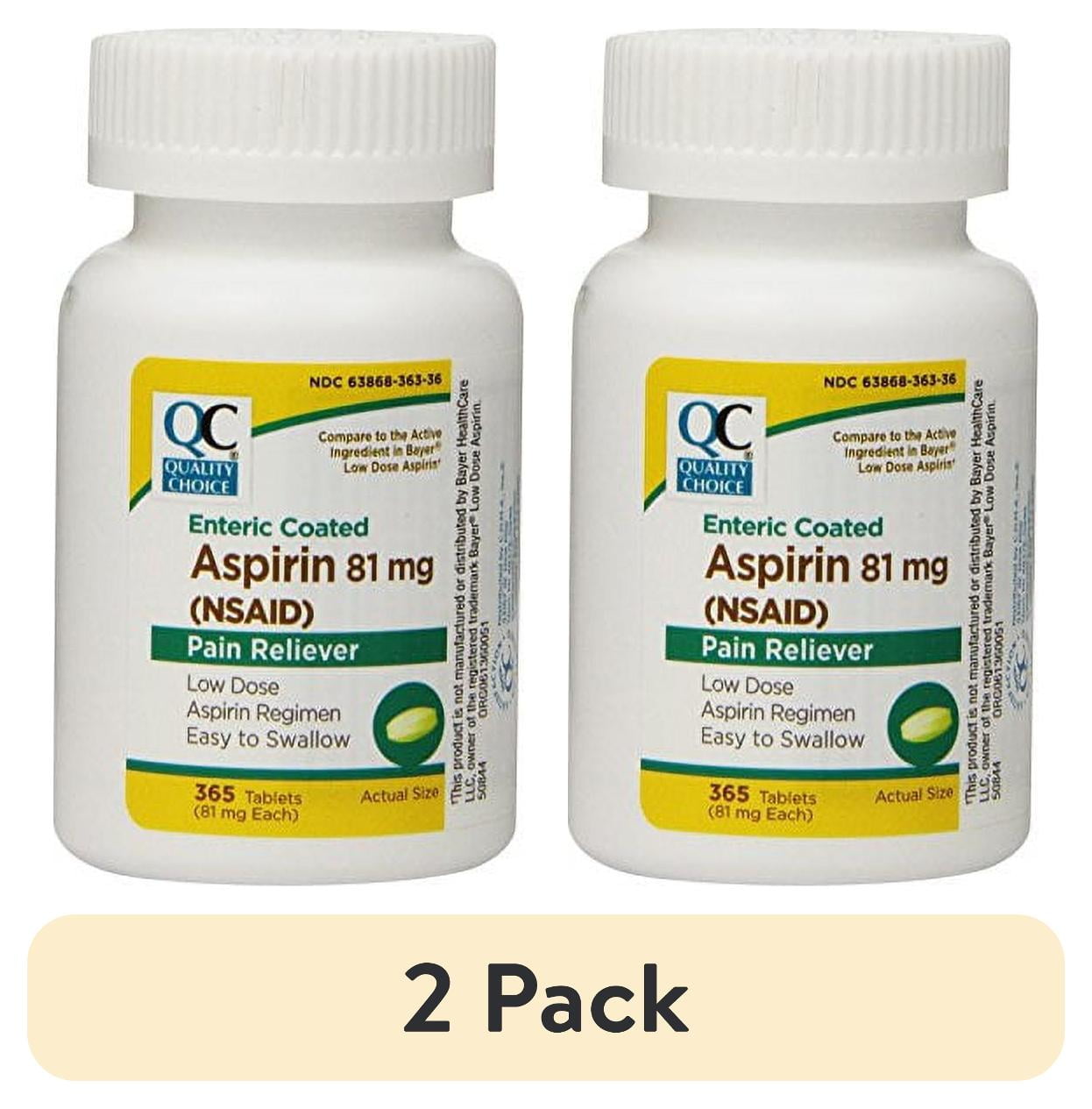 (2 pack) Quality Choice Enteric Coated Lo-Dose Aspirin NSAID Pain ...
