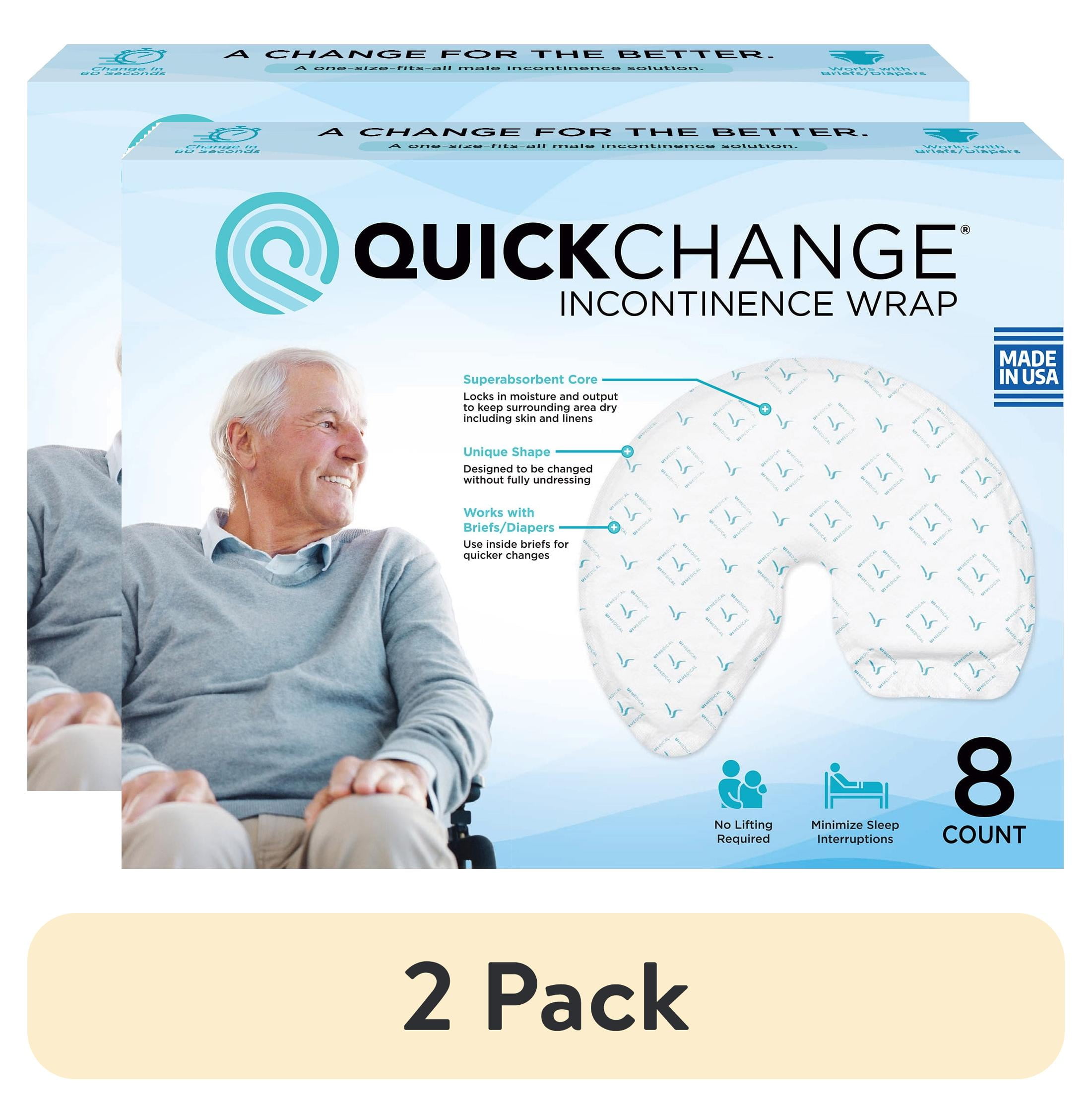 (2 pack) QuickChange Male Maximum Absorbency Incontinence Wrap, One ...