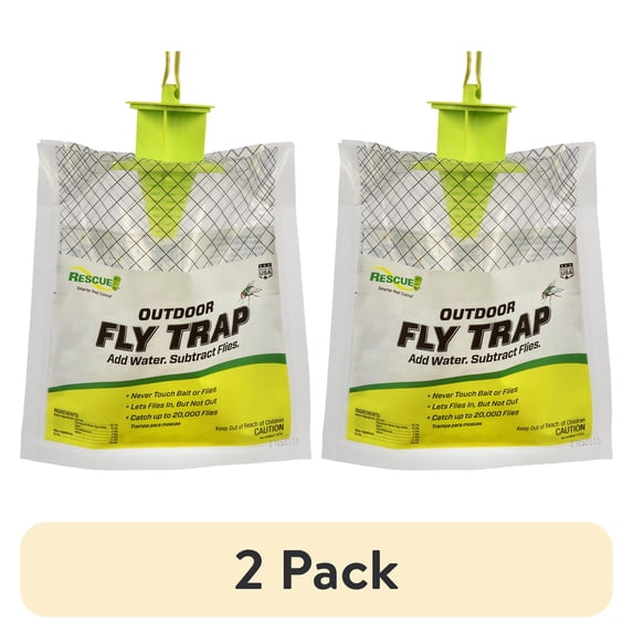 (2 pack) RESCUE! Outdoor Disposable Hanging Fly Trap, 1 Resin Trap ...