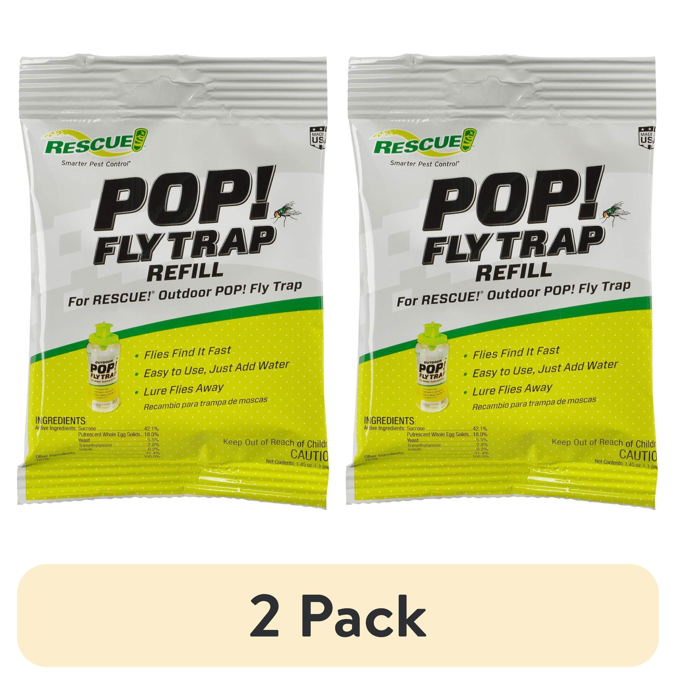 (2 pack) RESCUE! POP! Fly Trap Bait Refill, Outdoor Use, Water Souble ...