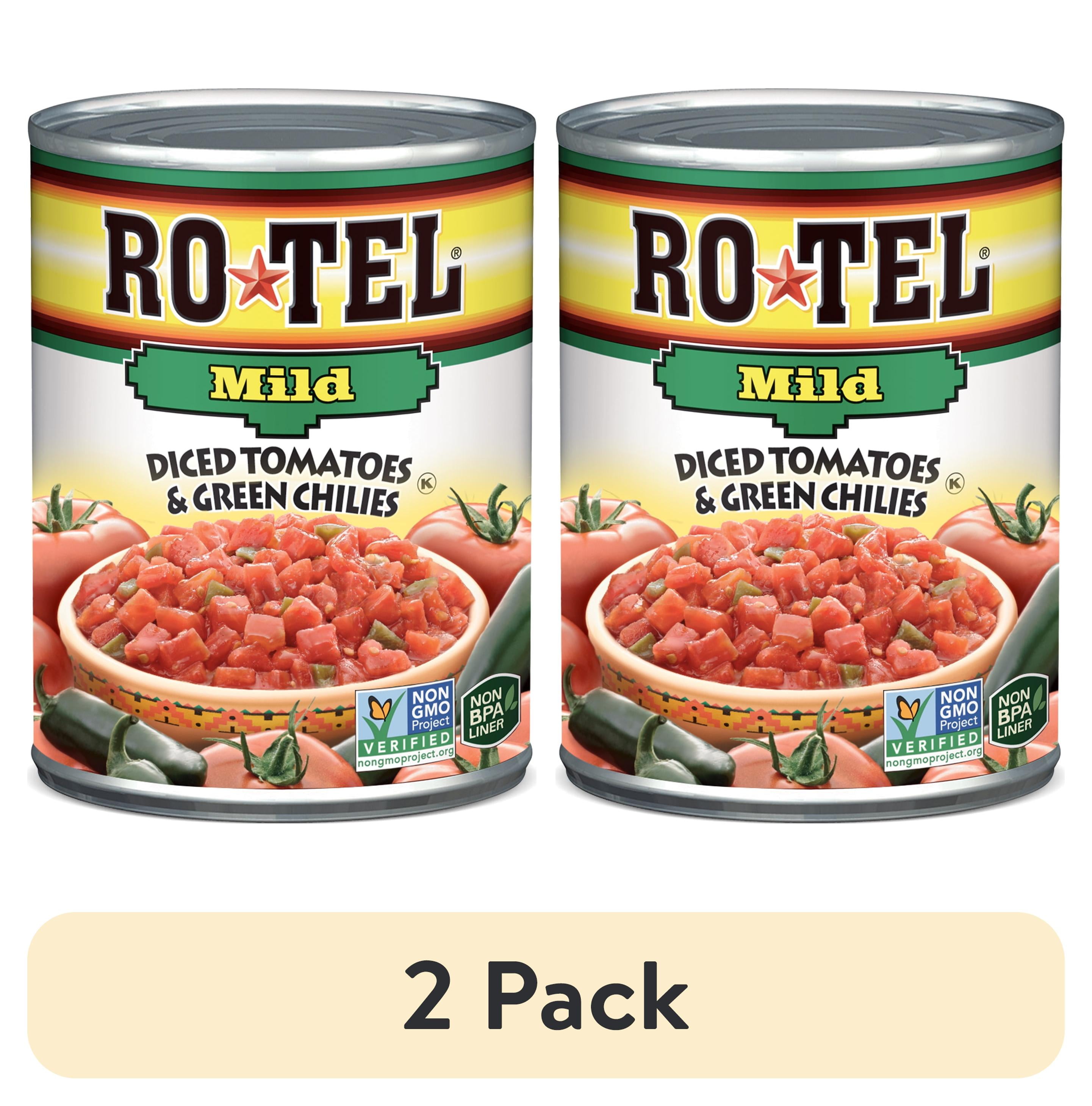 (2 pack) ROTEL Mild Diced Tomatoes and Green Chilies, 10 oz - Walmart.com