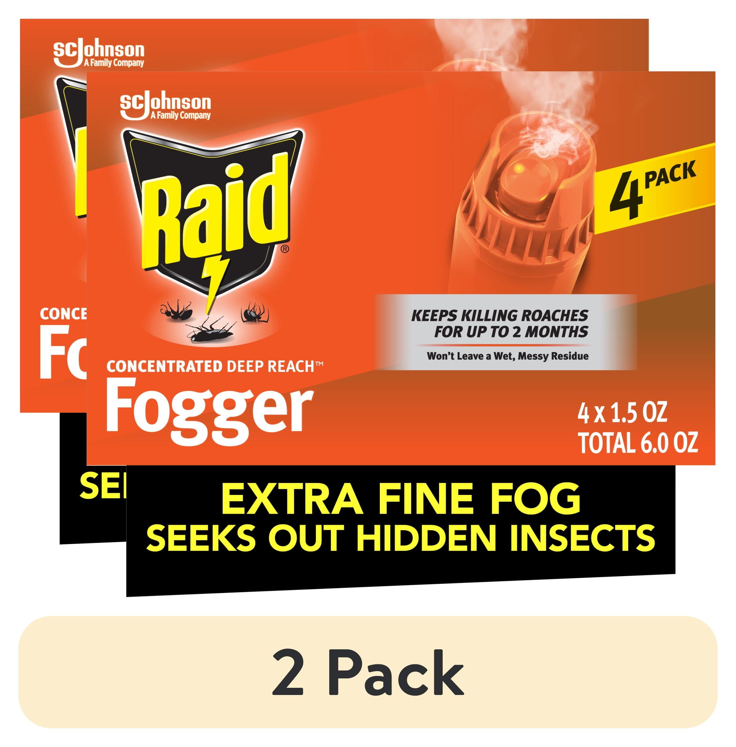 (2 pack) Raid Concentrated Deep Reach Roach Insect Killer & Fogger, 1.5 ...