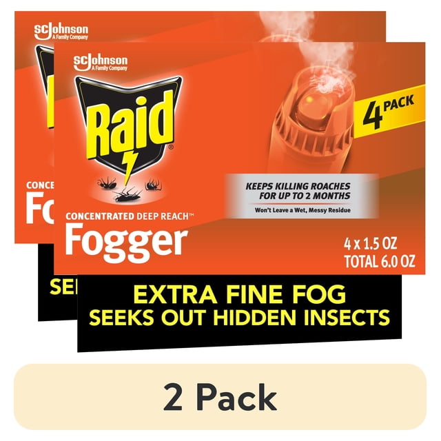 (2 pack) Raid Concentrated Deep Reach Roach Insect Killer & Fogger, 1.5 ...