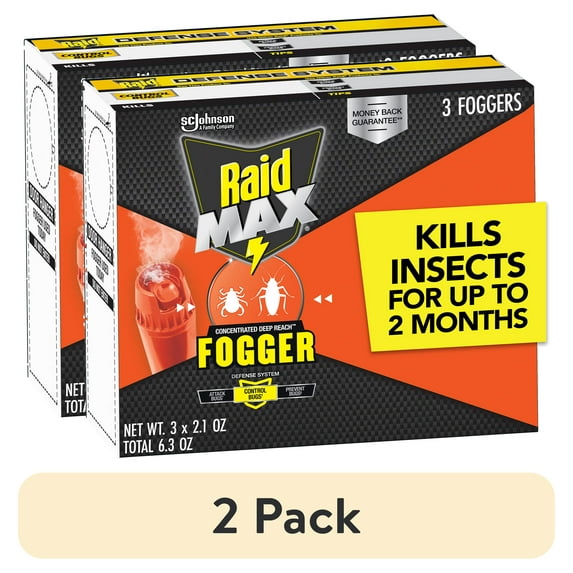 (2 pack) Raid Max Concentrated Deep Reach Fogger,Roach & Flea Insect ...
