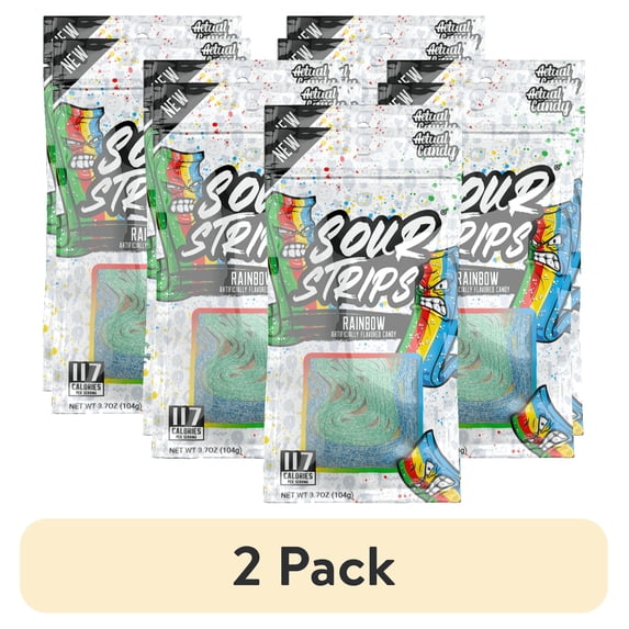(2 pack) Rainbow Flavored Sour Strips - Walmart.com