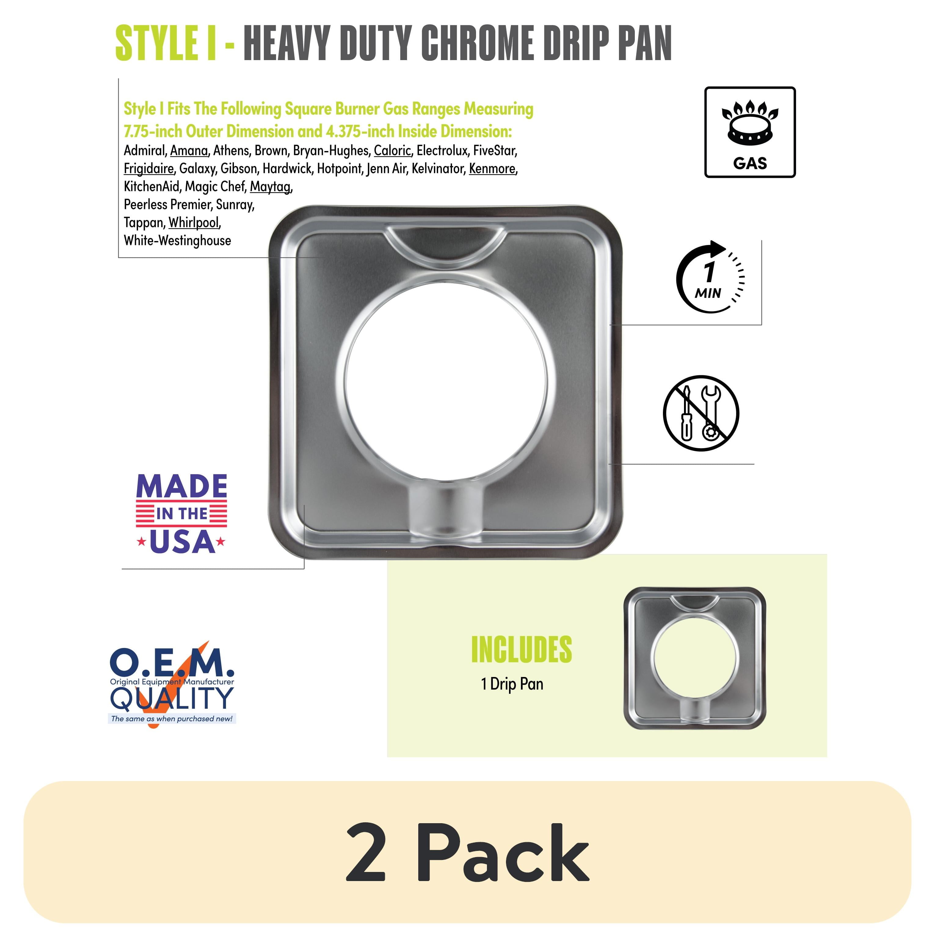 (2 pack) Range Kleen SGP400 Style I Drip Pan Chrome Square 7.75 inch ...